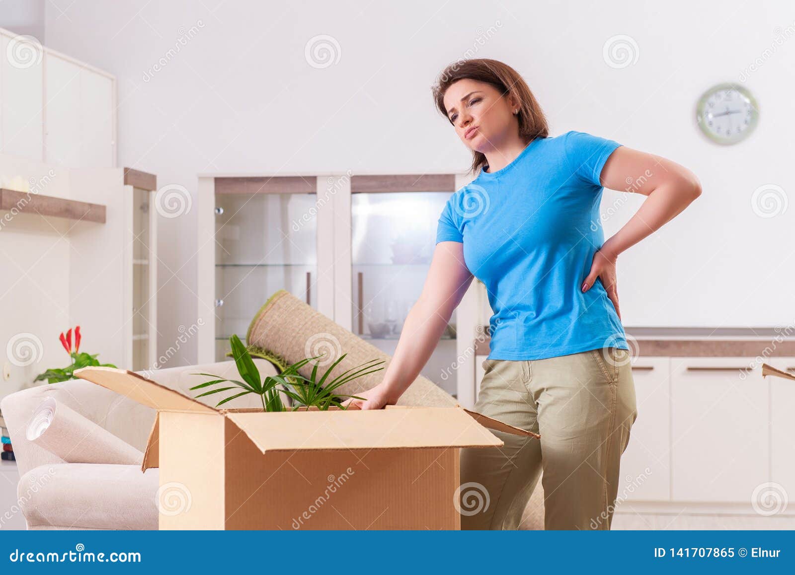The Middle-aged Woman Moving To New Flat Stock Image - Image of flat ...
