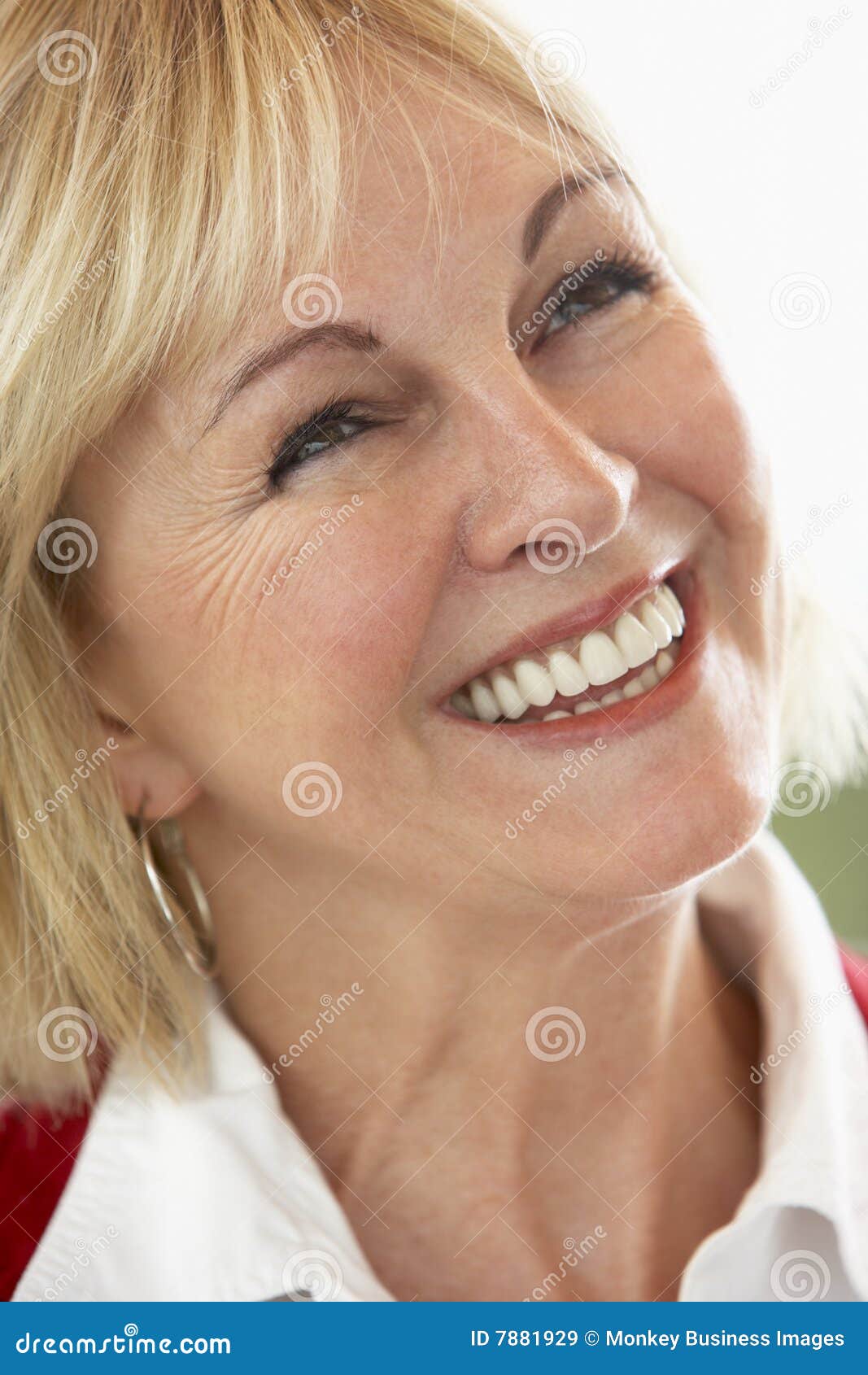 Middle Aged Woman Smiling Cheerfully Stock Image - Image of close ...