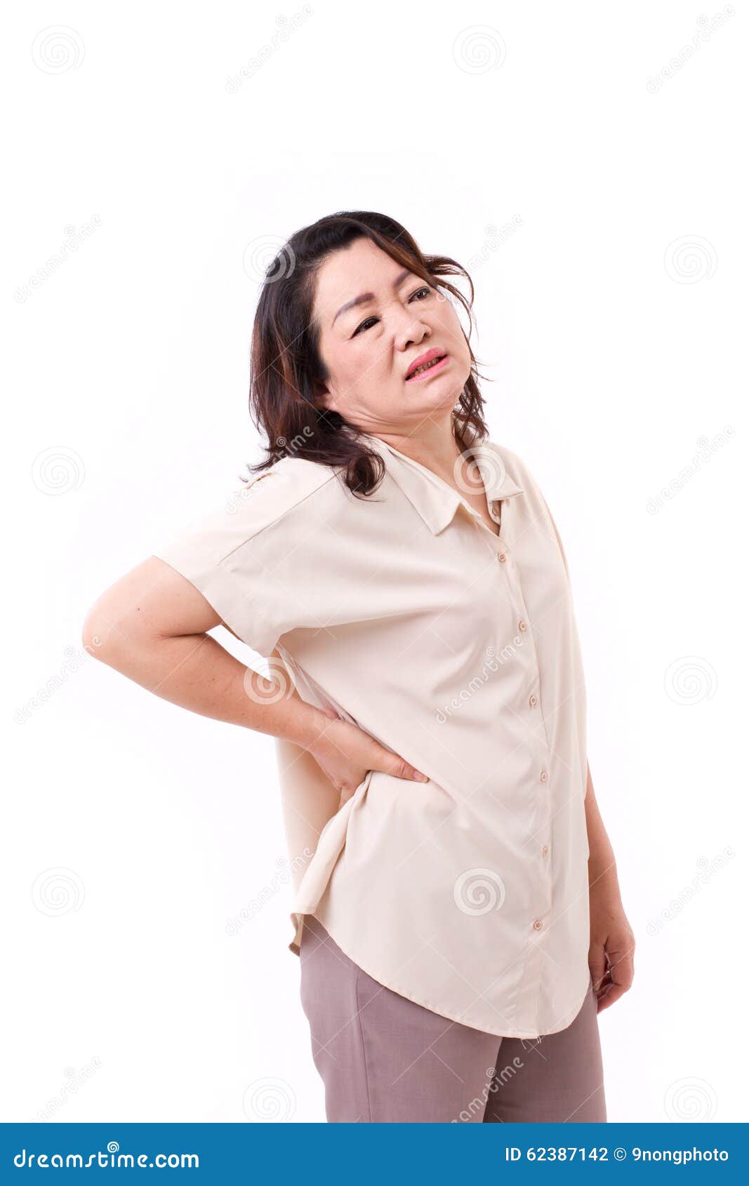 Middle Aged Woman Suffering from Back Pain Stock Photo - Image of ...