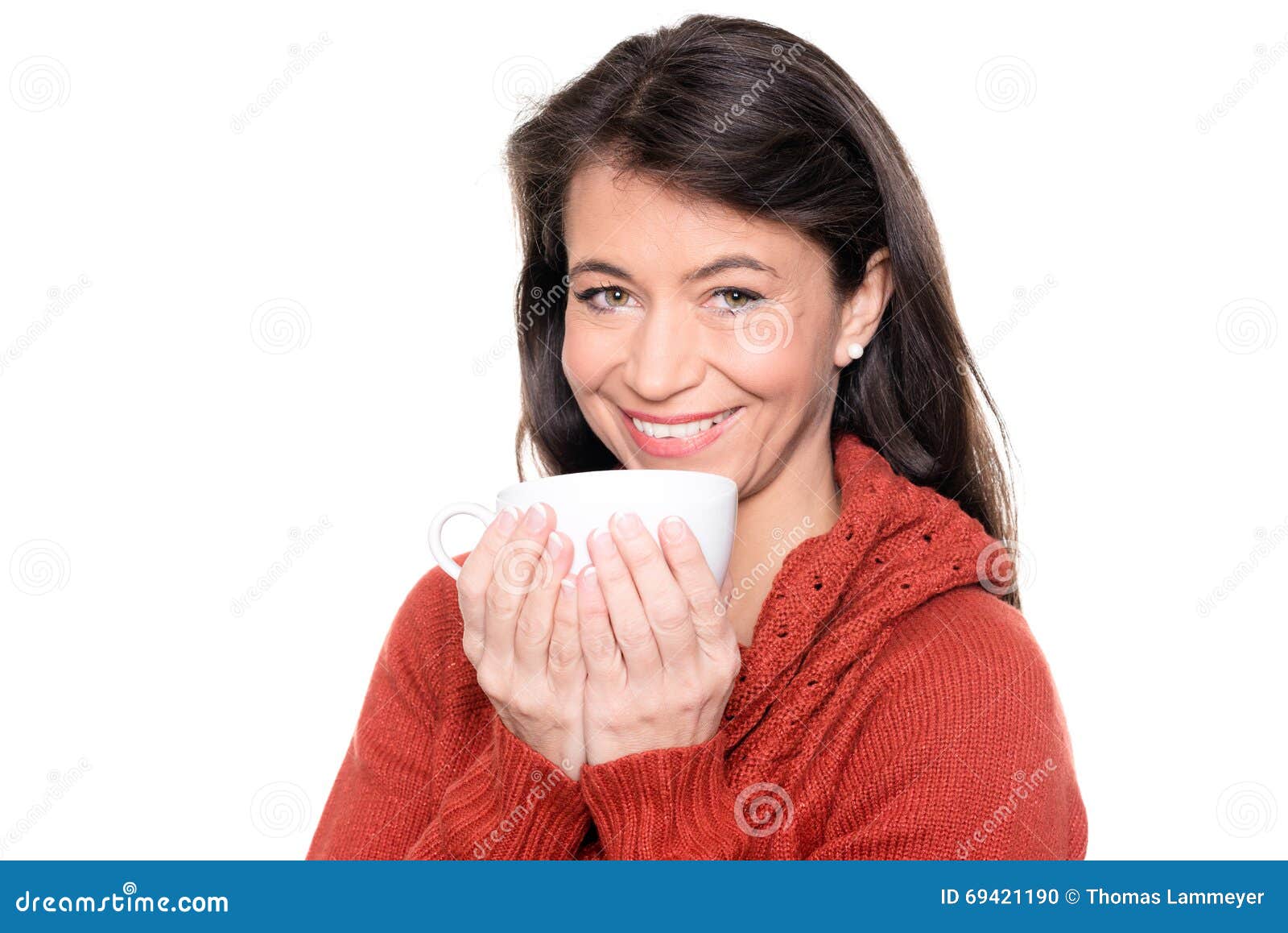 Middle aged woman trinking stock photo. Image of model - 69421190