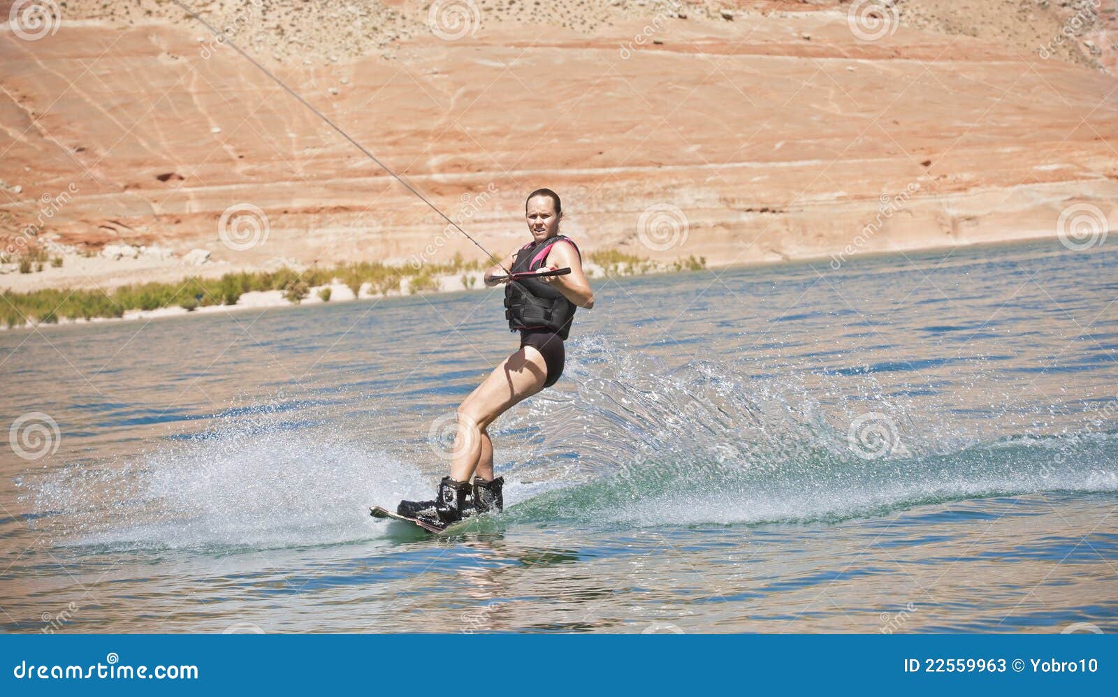 Middle-Aged Woman Wakeboarding Stock Image - Image of blonde, beautiful ...