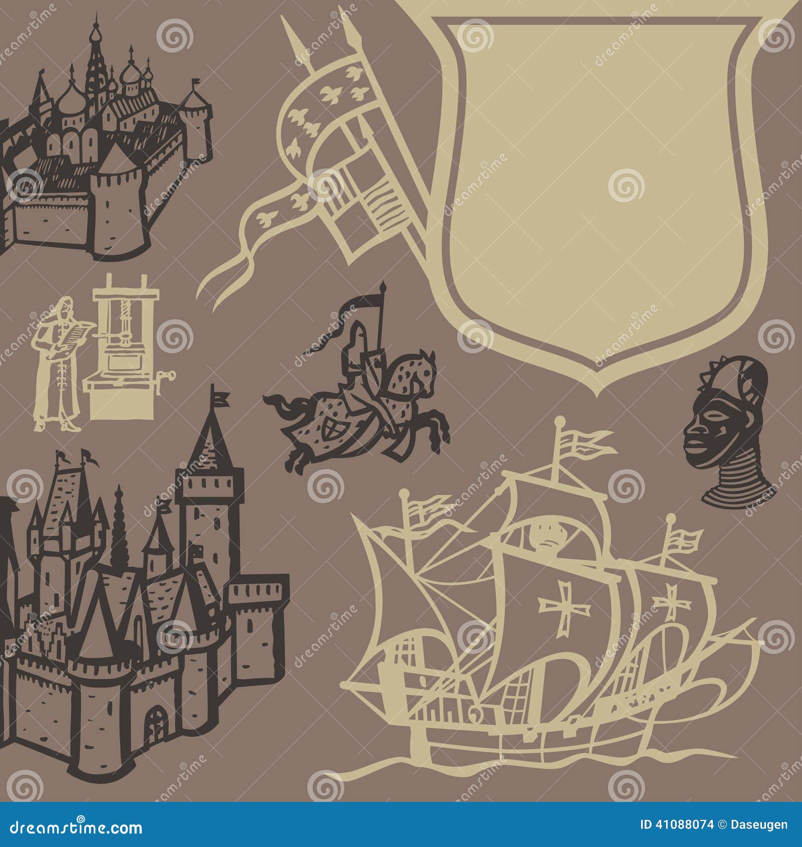 Middle ages stock vector. Illustration of europe, knight - 41088074