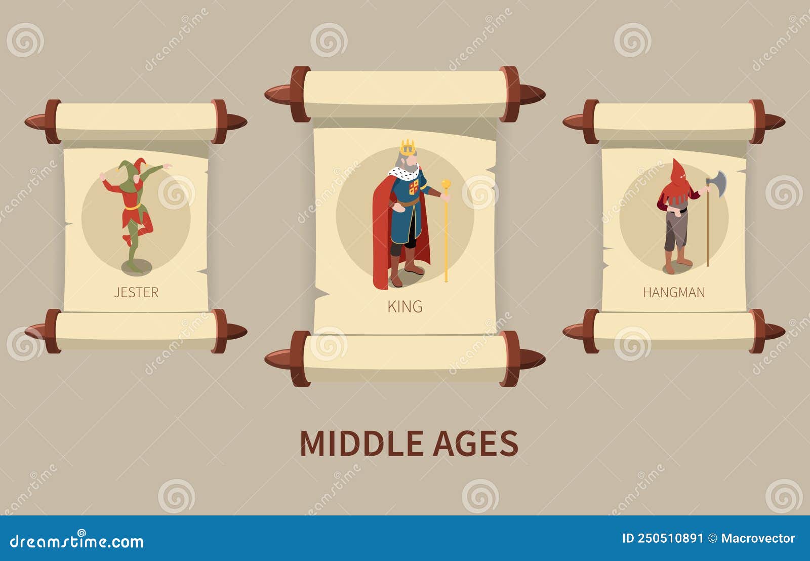 Middle Ages Isometric Set stock vector. Illustration of monk - 250510891