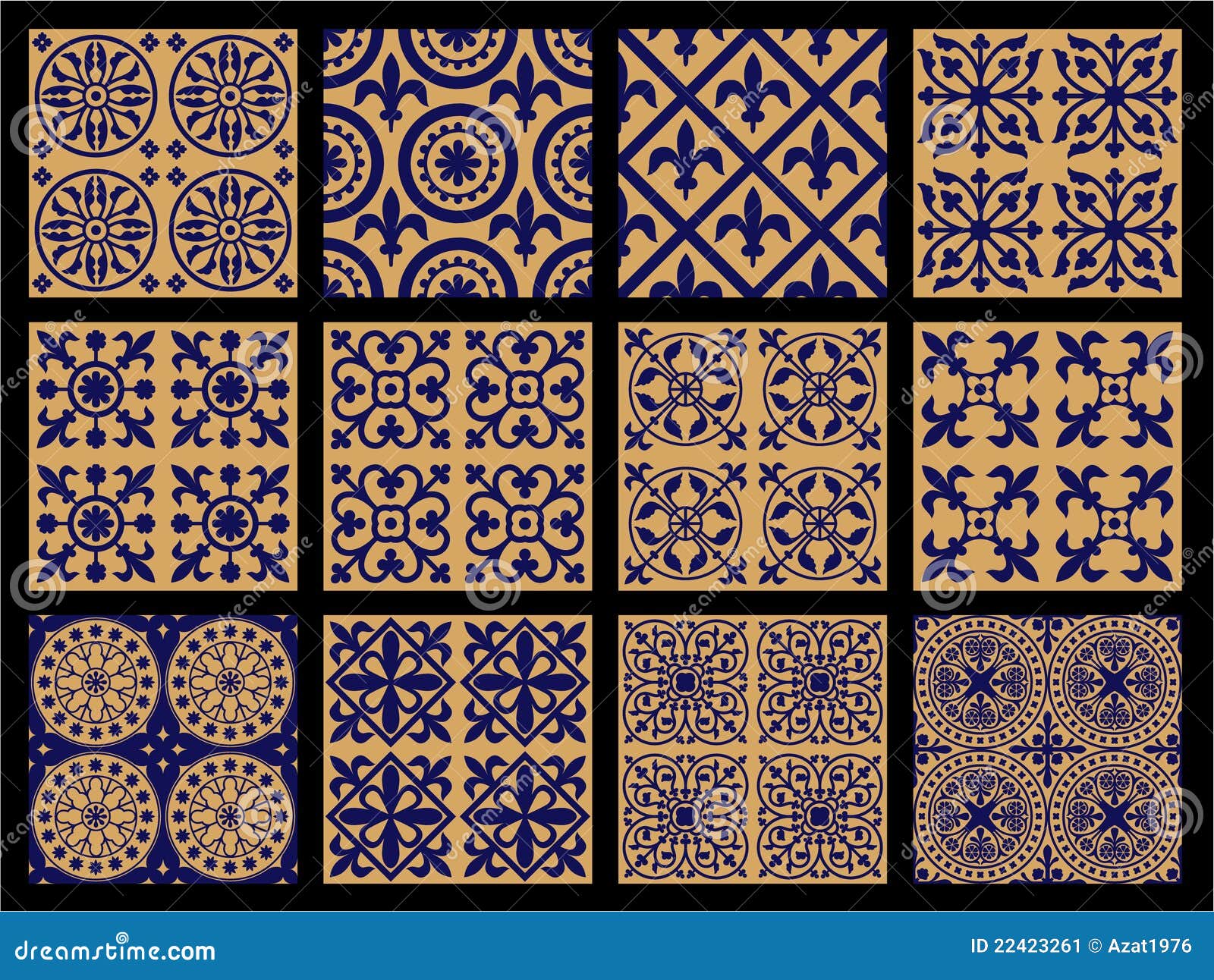 Middle Ages Seamless Patterns Stock Illustration - Illustration of ...