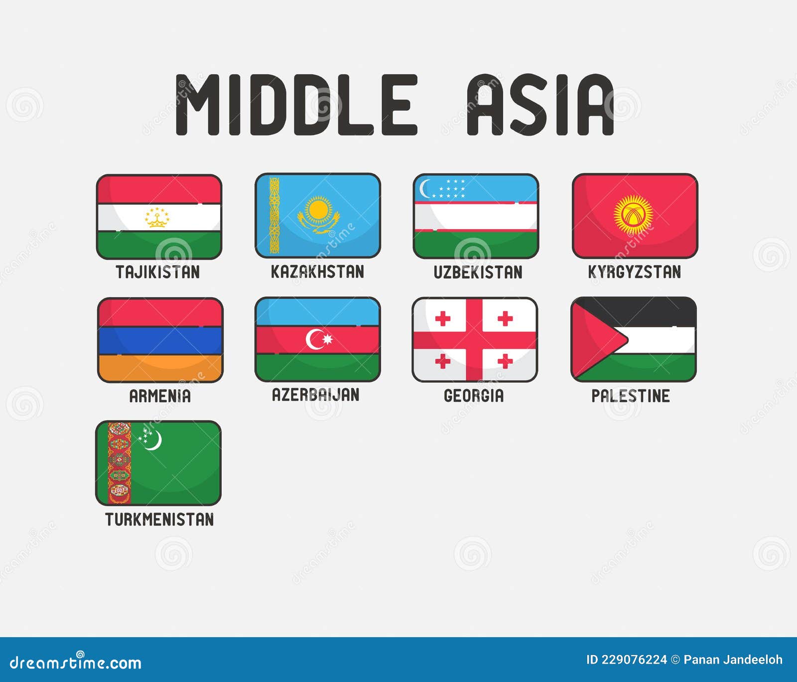 Asia Flags On Map (Southwest View) Royalty-Free Stock Photography ...