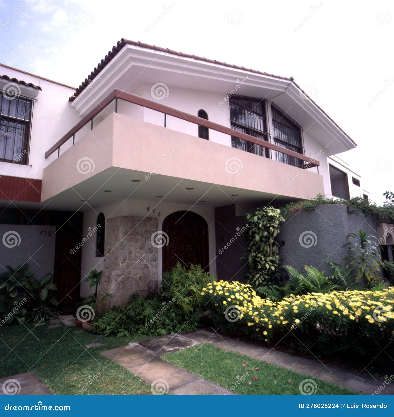 Middle Class Front House in Lima Peru with a Garden at the Door Stock ...