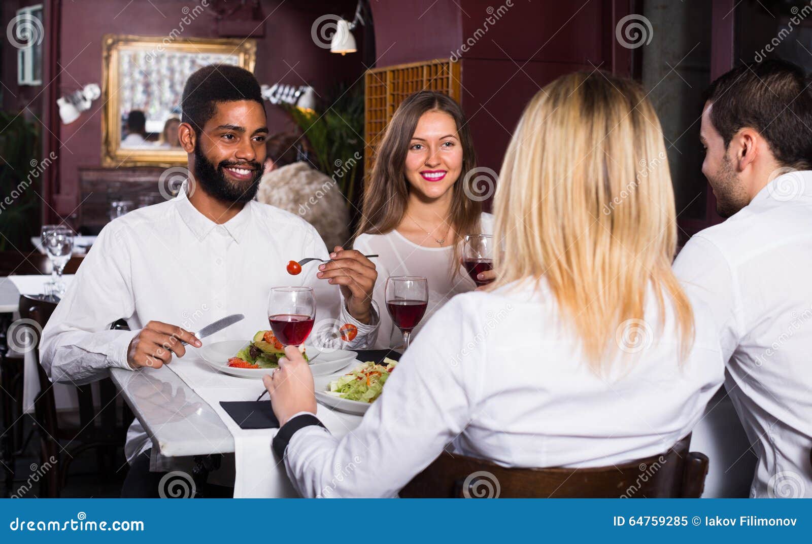 Middle Class People Enjoying Food Stock Image - Image of flirt, female ...