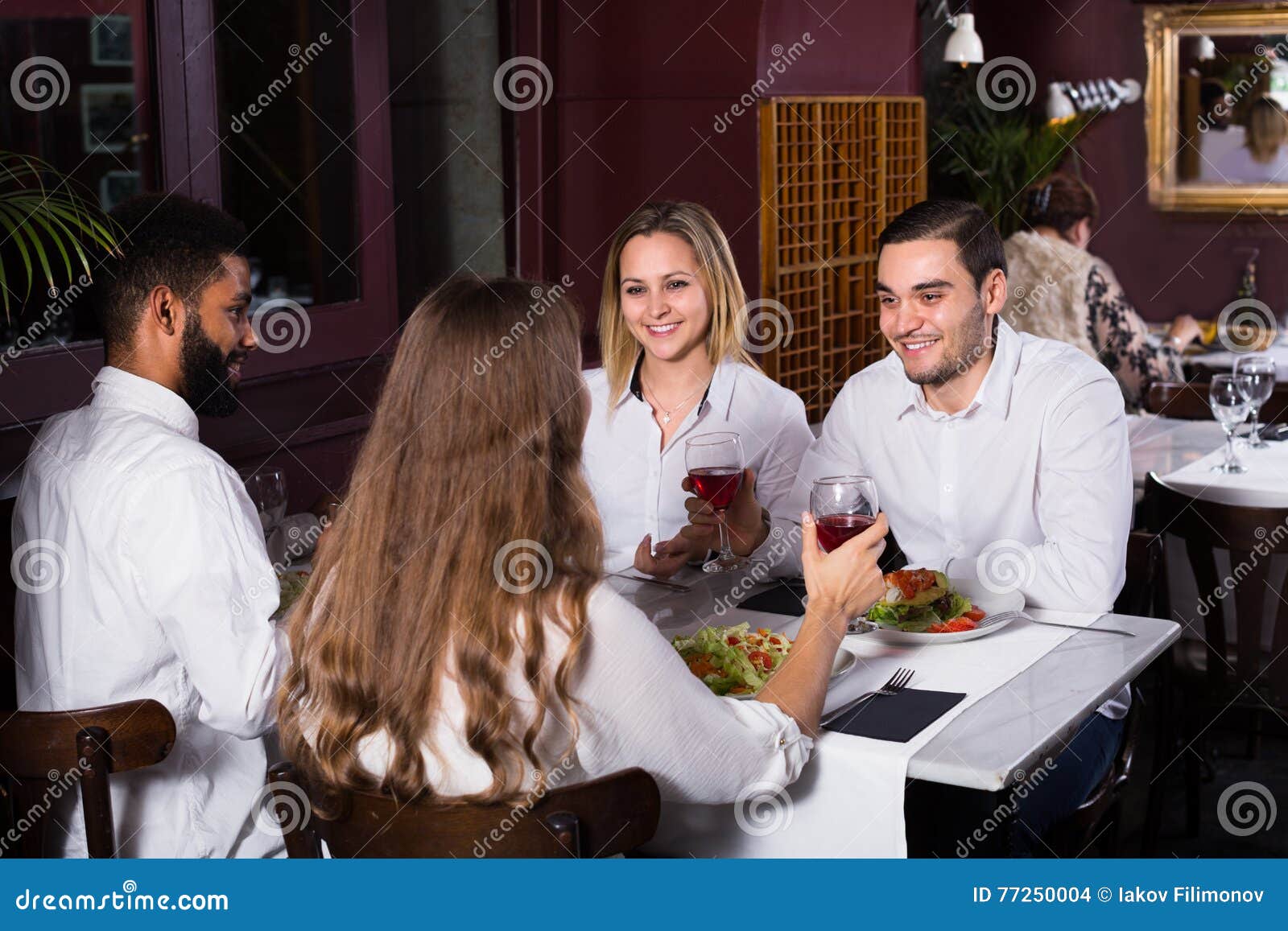 Middle Class People Enjoying Food Stock Photo - Image of hanging ...