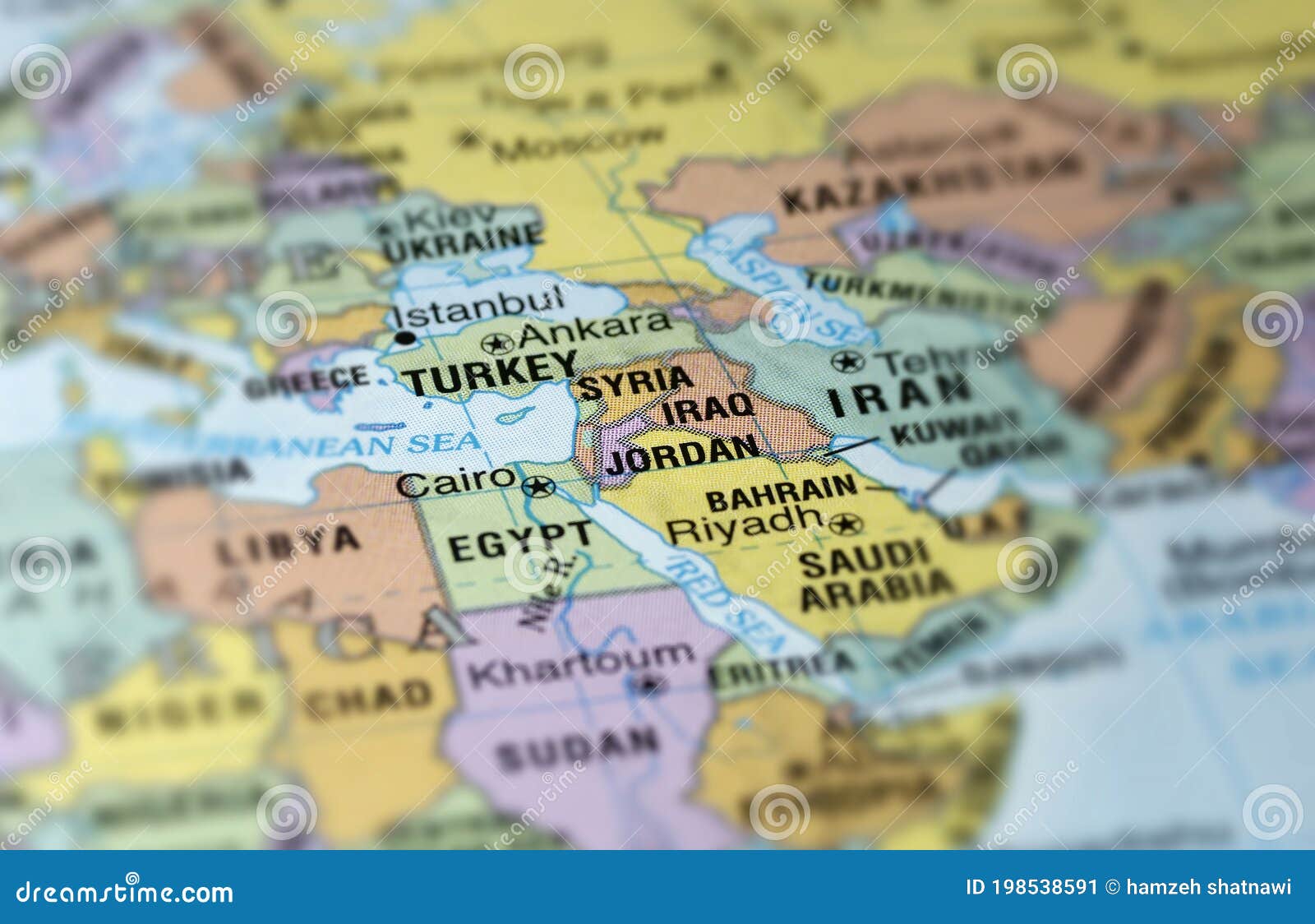 Map of the Middle East, with a Focus on the Levant Stock Image - Image ...