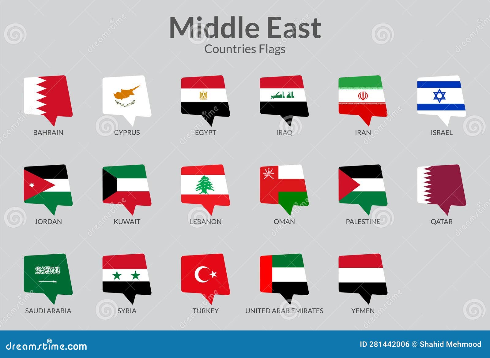 Middle East Countries Flag Icons Collection Stock Vector - Illustration ...