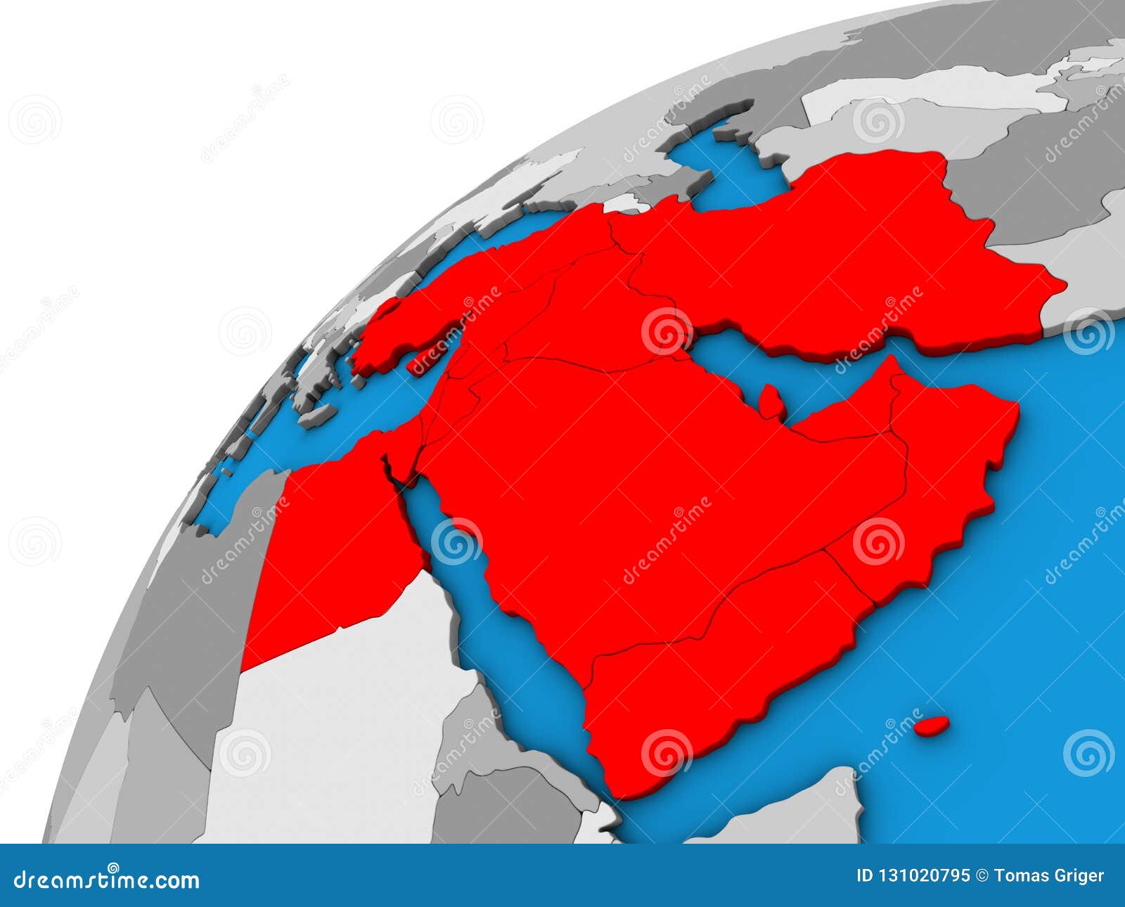 Middle East on 3D globe stock illustration. Illustration of asian ...