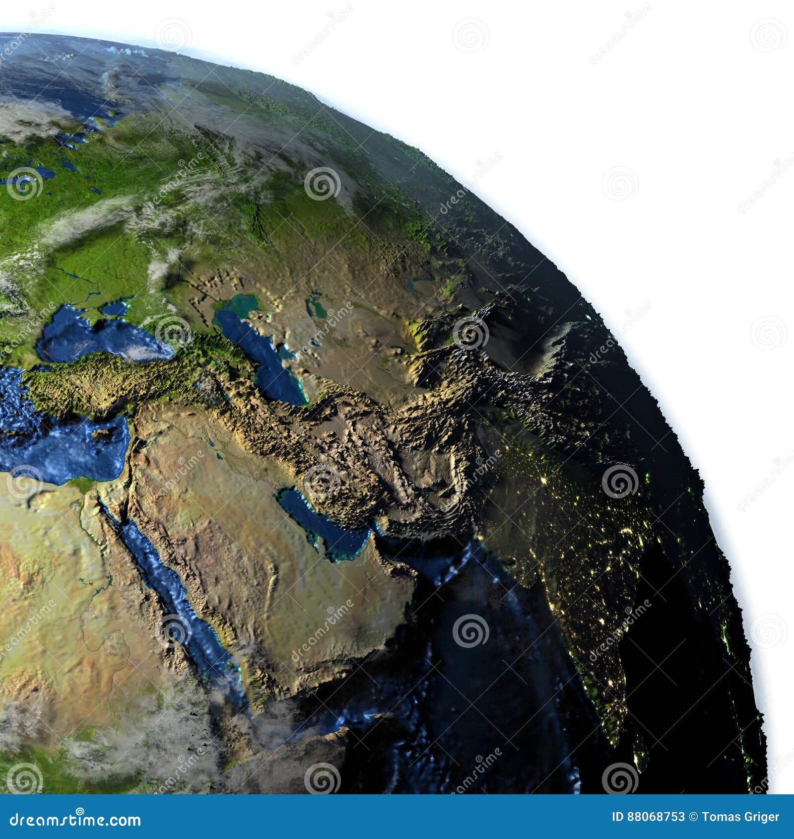 Middle East on Earth - Visible Ocean Floor Stock Illustration ...