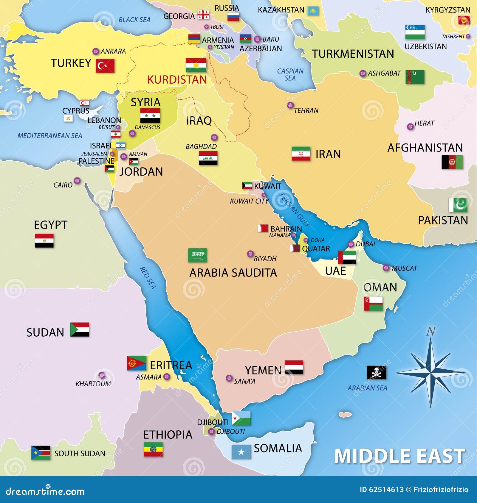 Middle East Map, Graphic Elaboration Stock Illustration - Image: 62514613