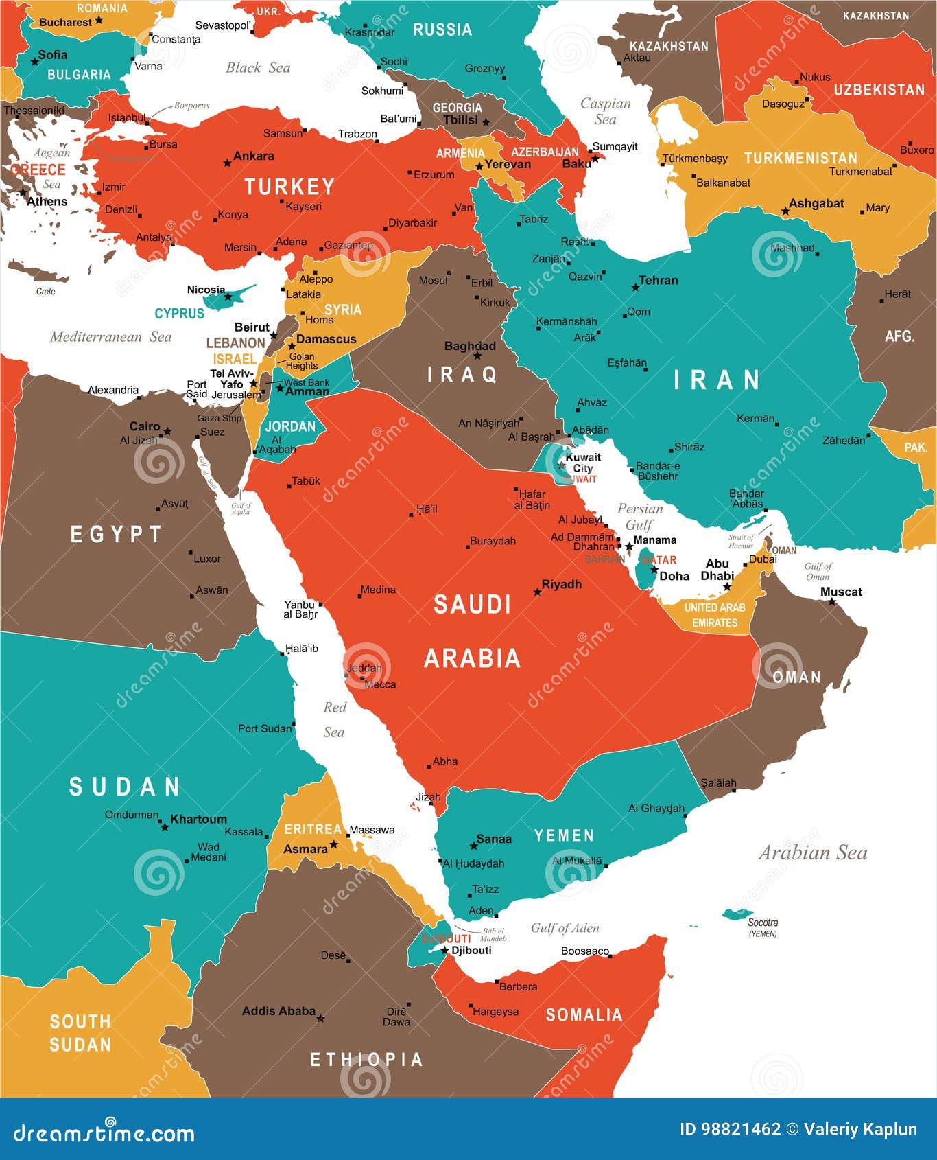 Middle East Map - Vector Illustration Stock Illustration - Illustration ...