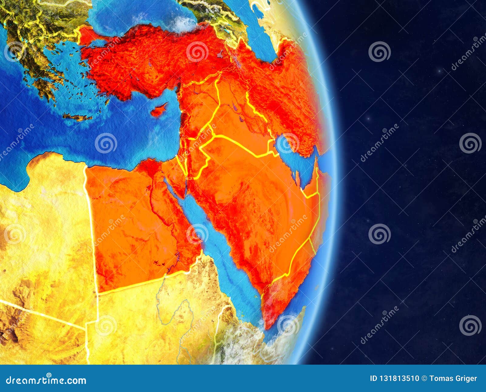 Middle East on Planet Earth Stock Illustration - Illustration of ...