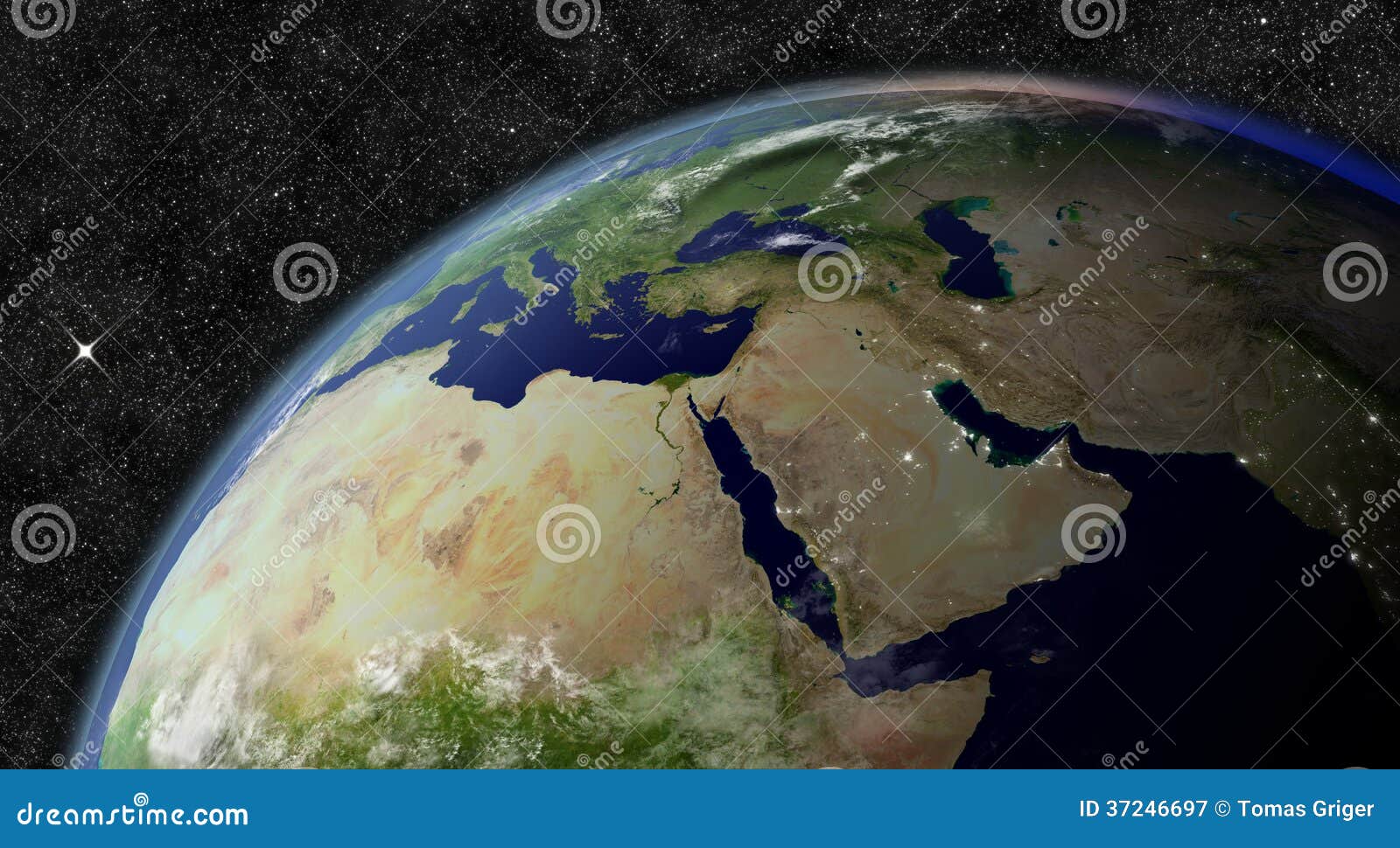 Middle East from space stock illustration. Illustration of orbit - 37246697