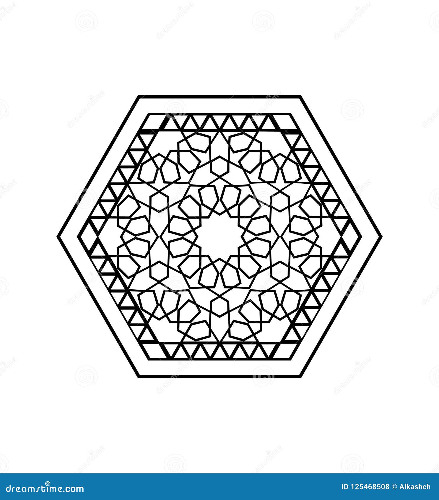 Middle East Style Black White Hexagonal Pattern Stock Vector ...