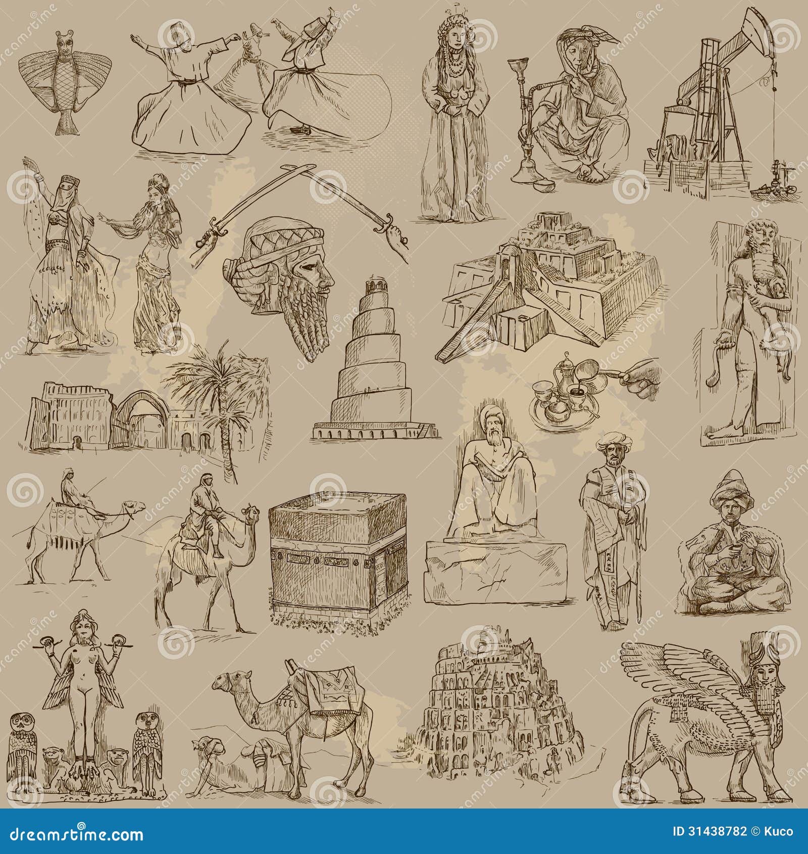 Middle east stock vector. Illustration of drawings, drawing - 31438782