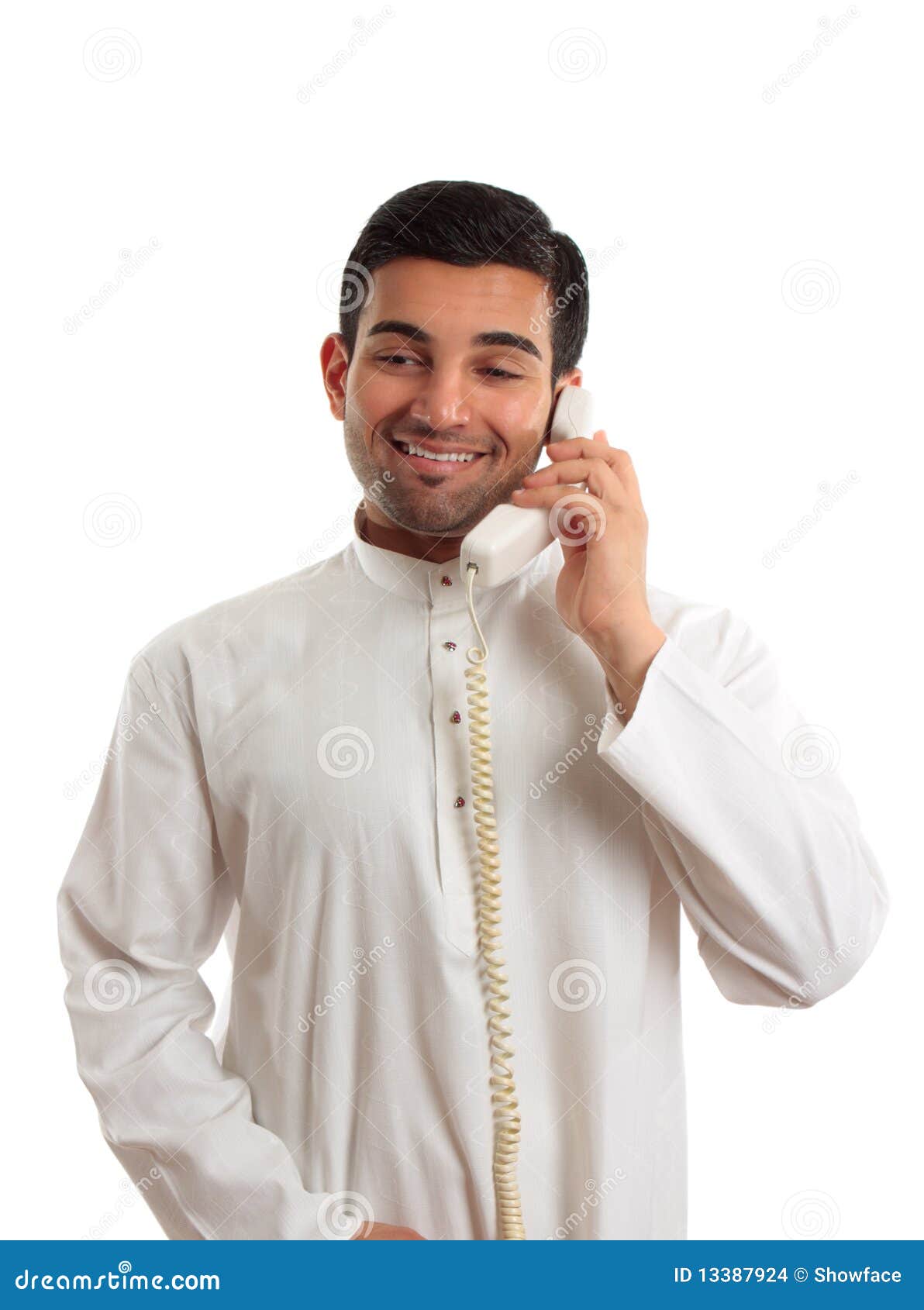 Middle Eastern Arab Man Using the Telephone Stock Photo - Image of arab ...