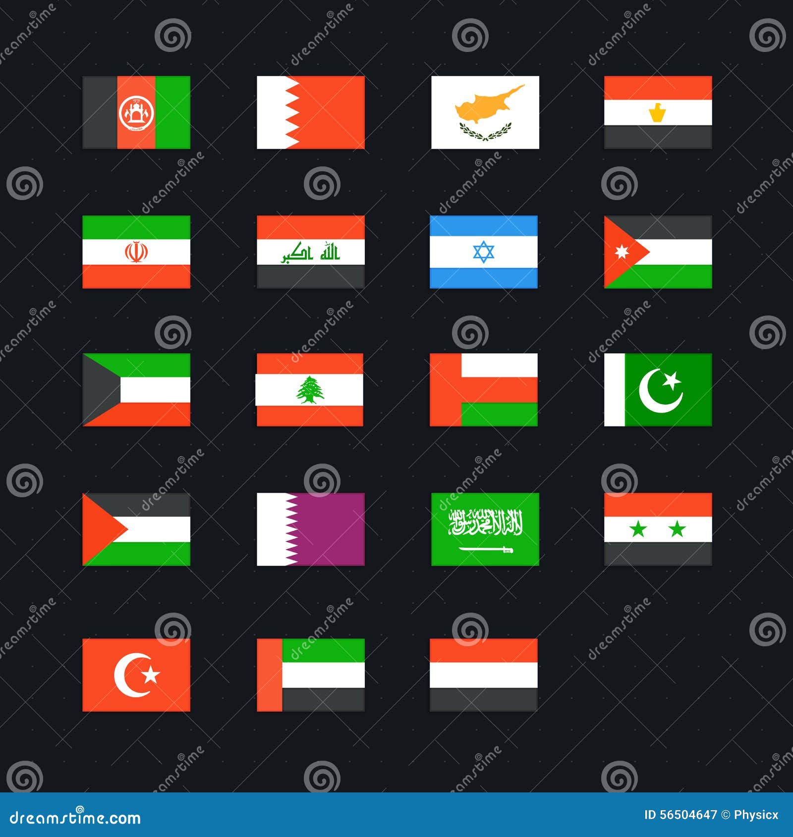 Middle Eastern Country Flags Stock Vector - Illustration of afghanistan ...