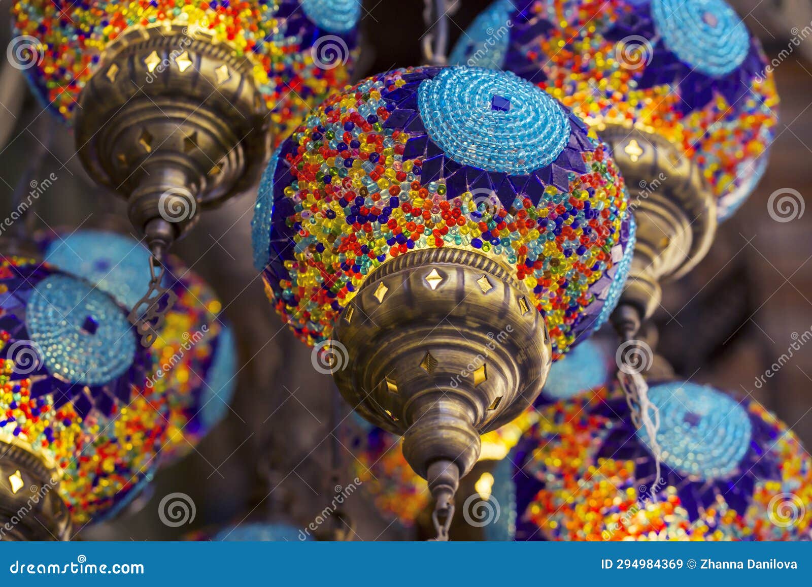 Middle Eastern Lambas of Different Colors and Sizes are Hanging in the ...