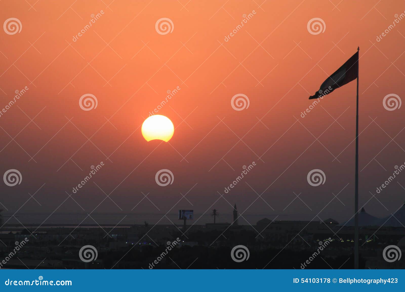 Middle Eastern Panoramic Red Sunset Stock Photo - Image of panoramic ...