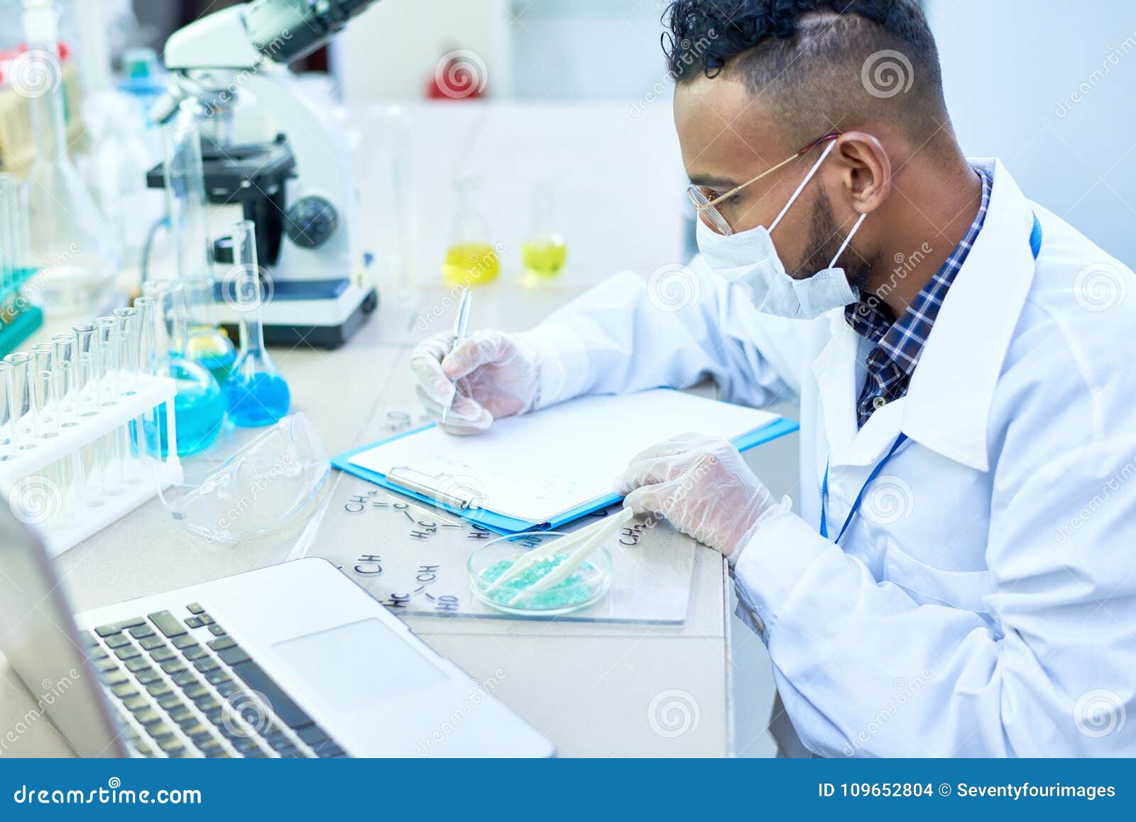 Middle-Eastern Scientist Working in Lab Stock Photo - Image of science ...