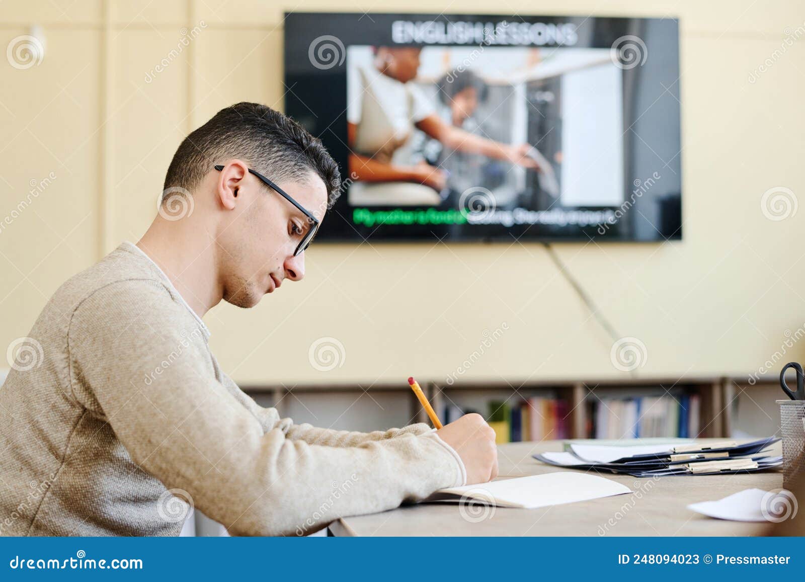 Middle Eastern Student Learning English Stock Image - Image of ...