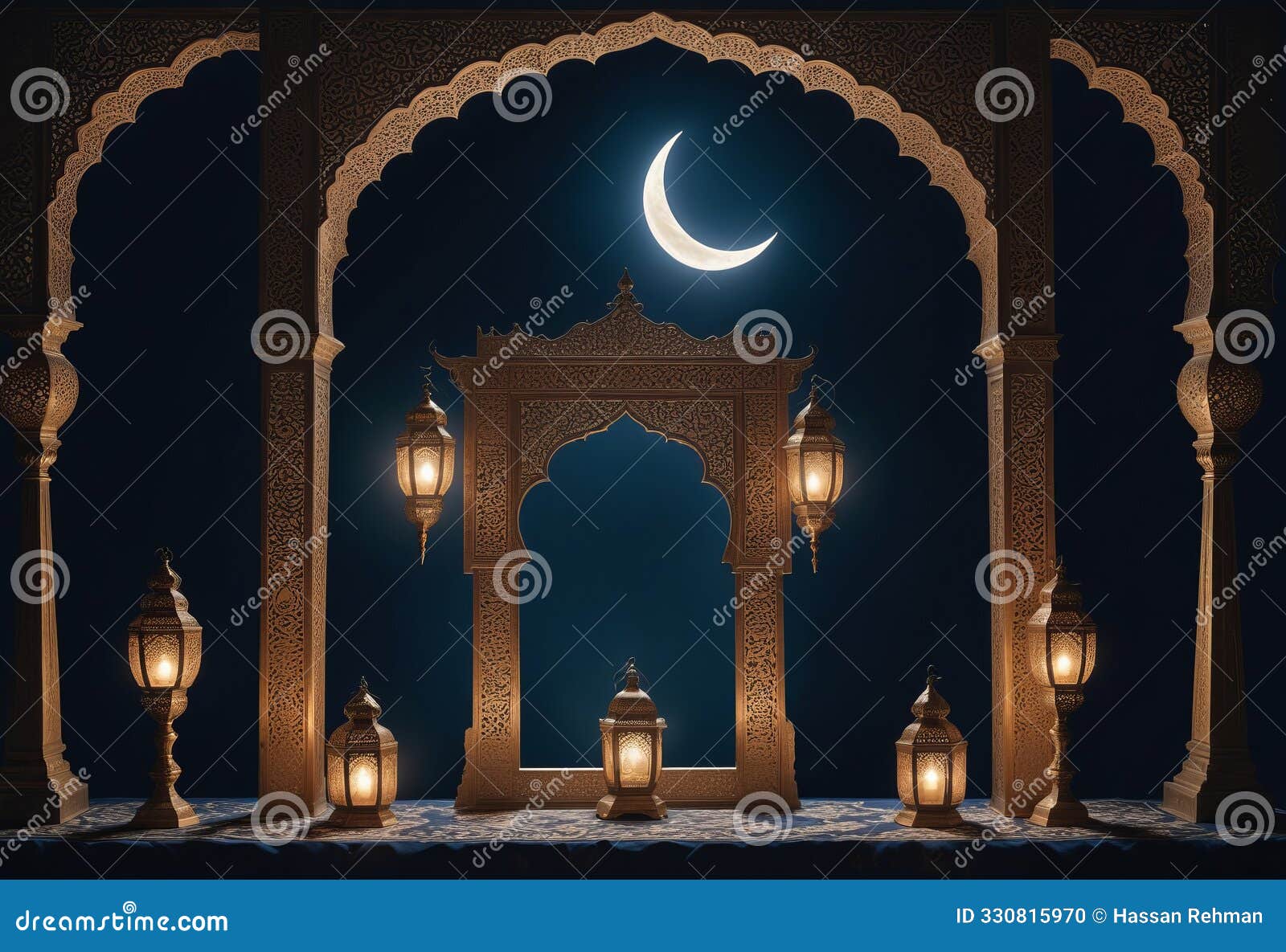 A Middle-eastern Style Ornate Frame with a Crescent Moon Shape Stock ...