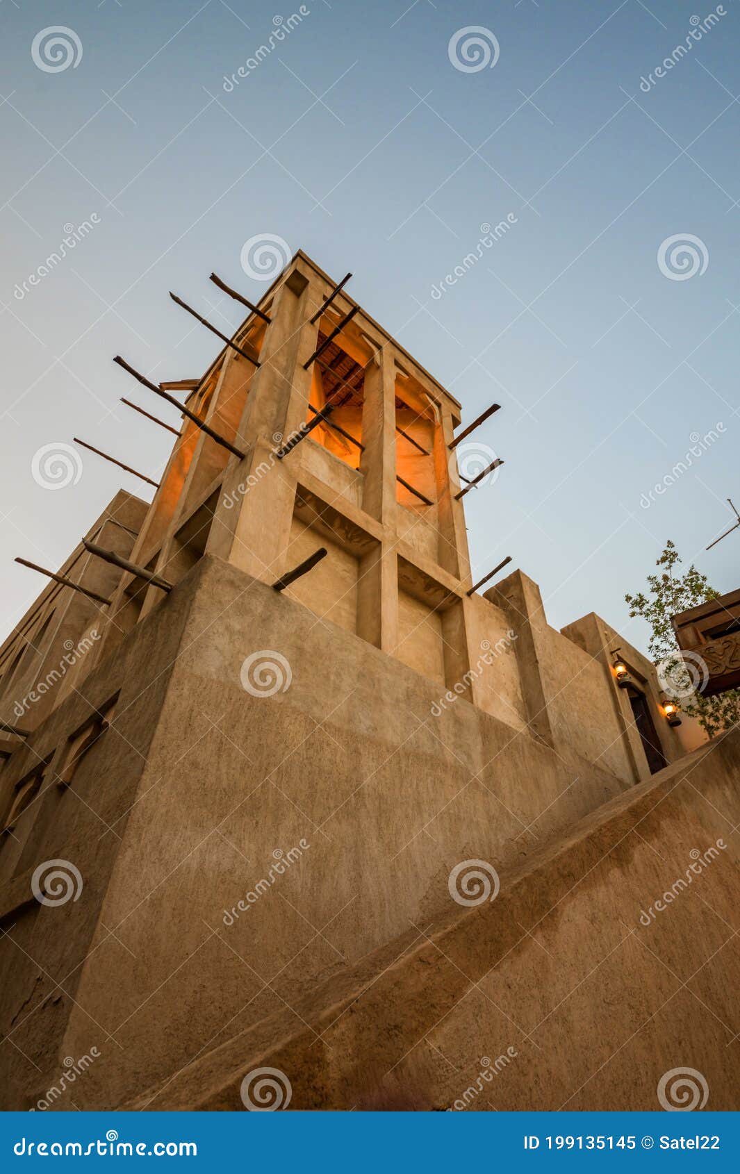 Middle eastern wind tower stock image. Image of cityscape - 199135145