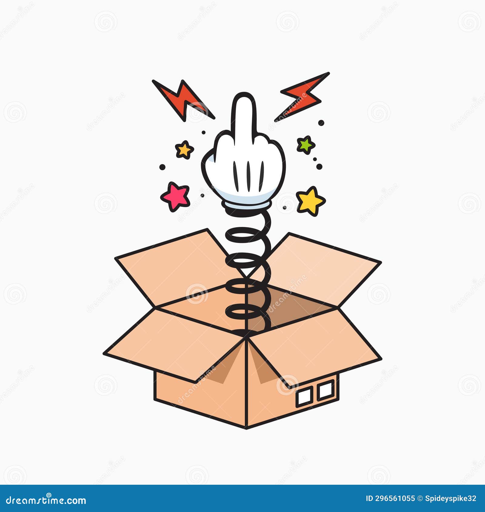 A Middle Finger Springs Out of Delivery Box Stock Vector - Illustration ...