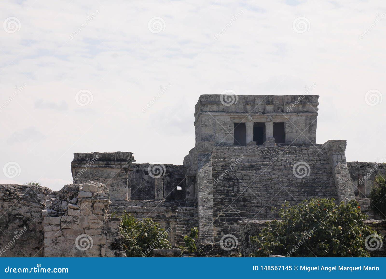 Tulum: Side View Of The Highest Temple Stock Image | CartoonDealer.com ...