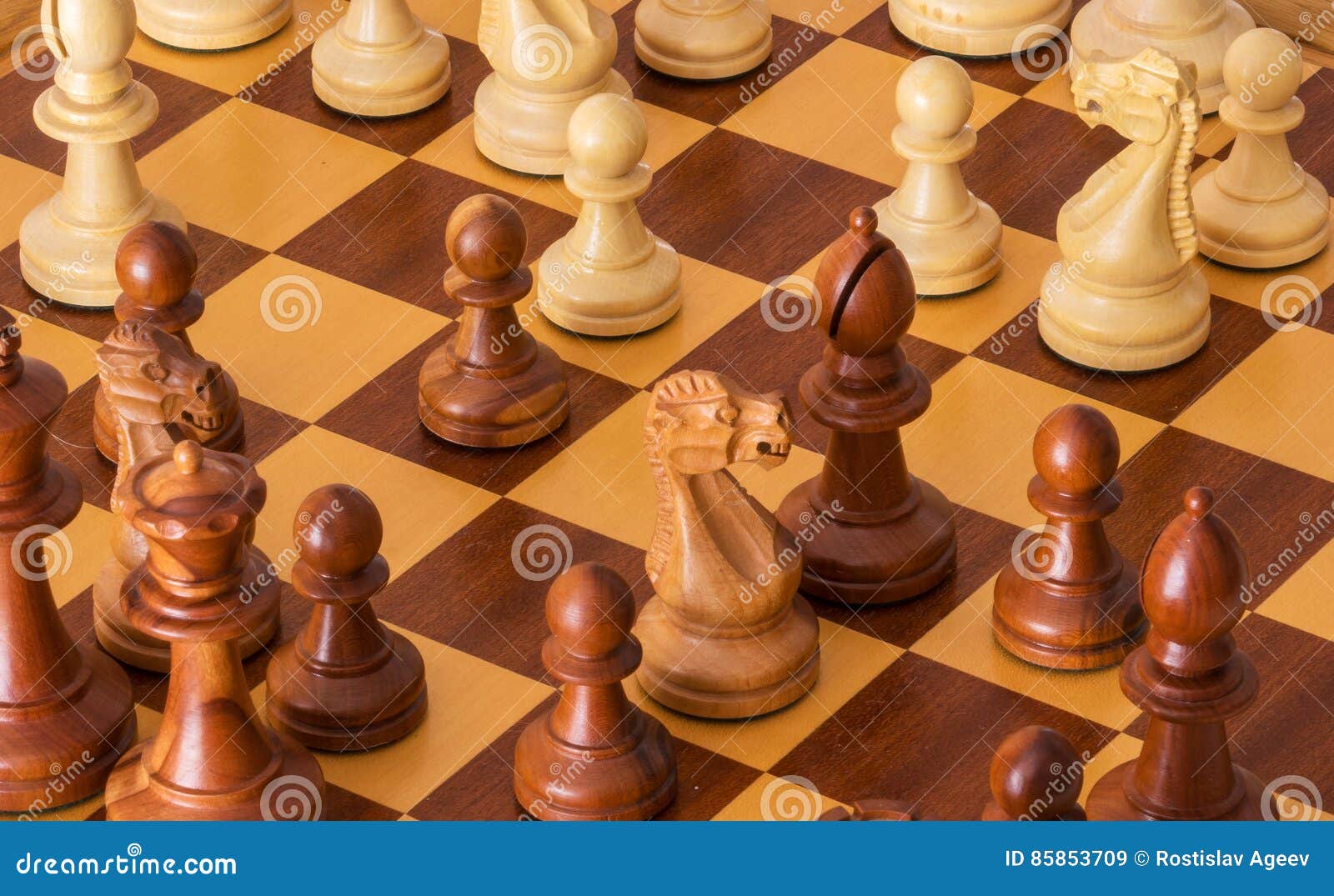 Middle Game with Lots of Chess Pieces on Board Stock Image - Image of ...