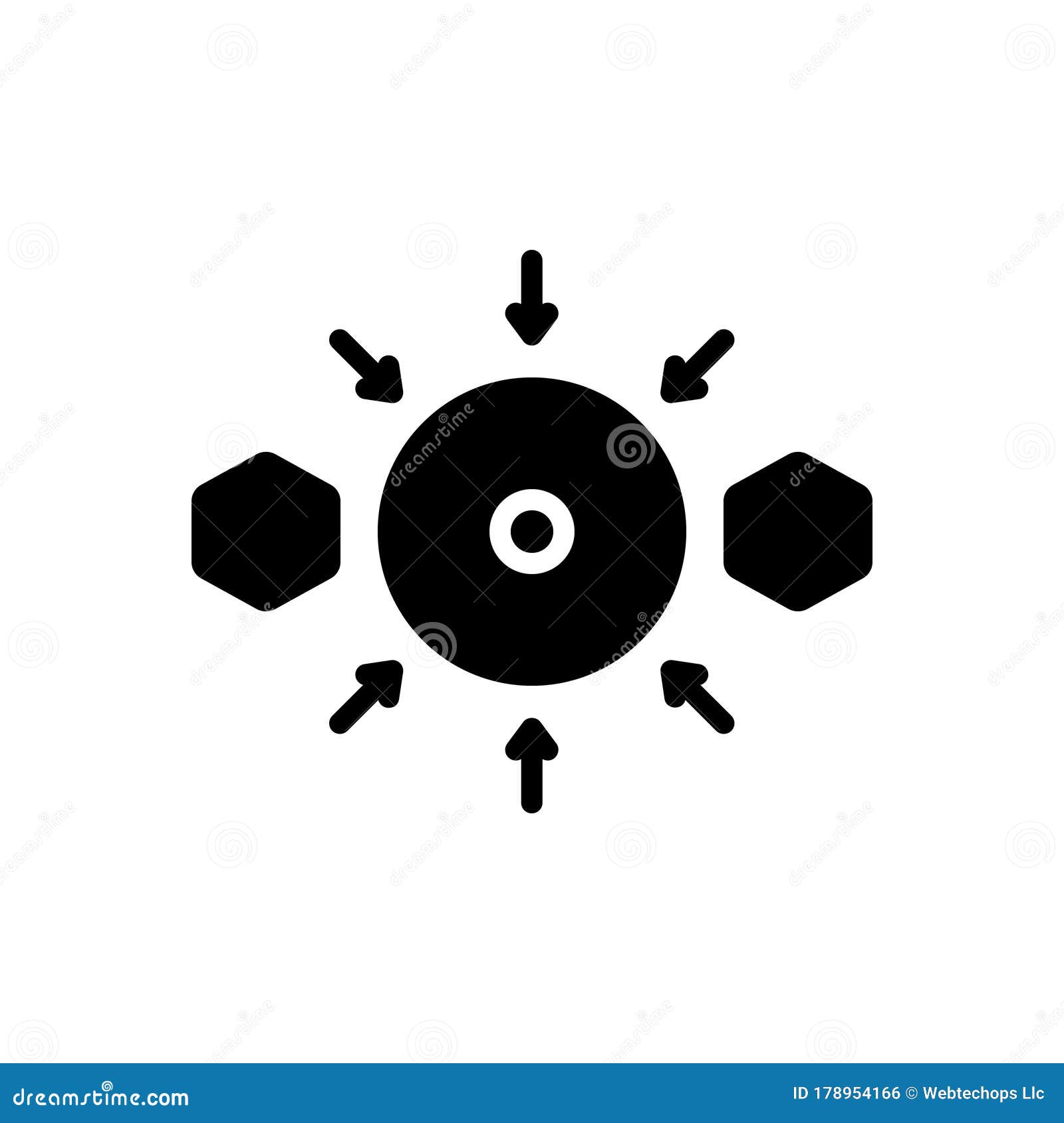 Black Solid Icon for Middle, Midst and Center Stock Vector ...