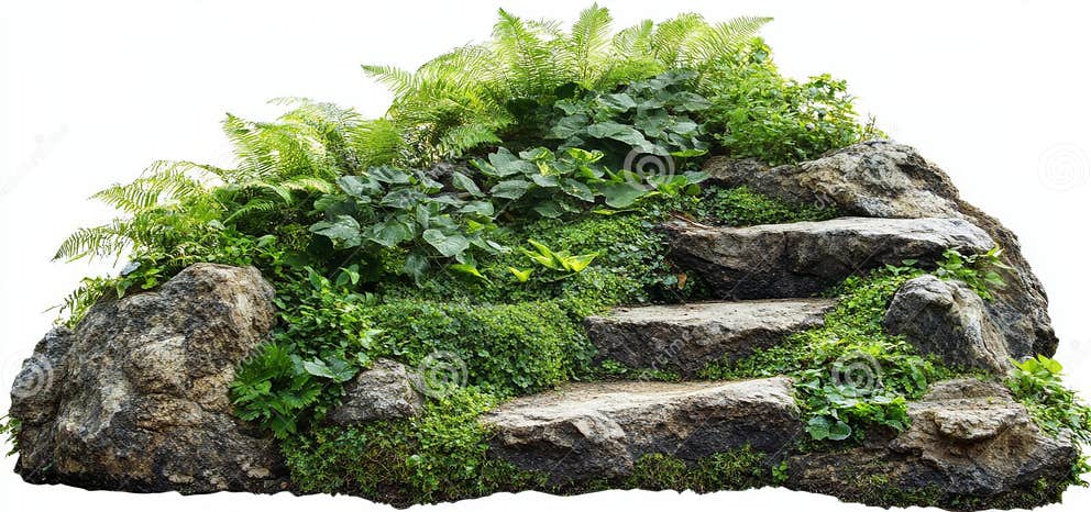 In the Middle of Lush Tropical Greenery, Stone Steps are Cut Out Stock ...