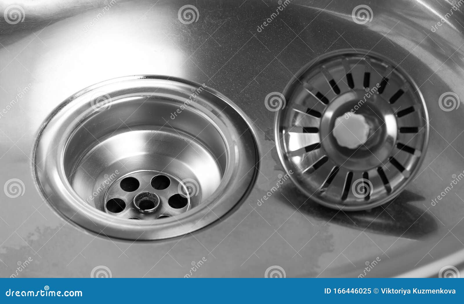 The Middle of the Metal Kitchen Sink. Close Up Stock Image - Image of ...
