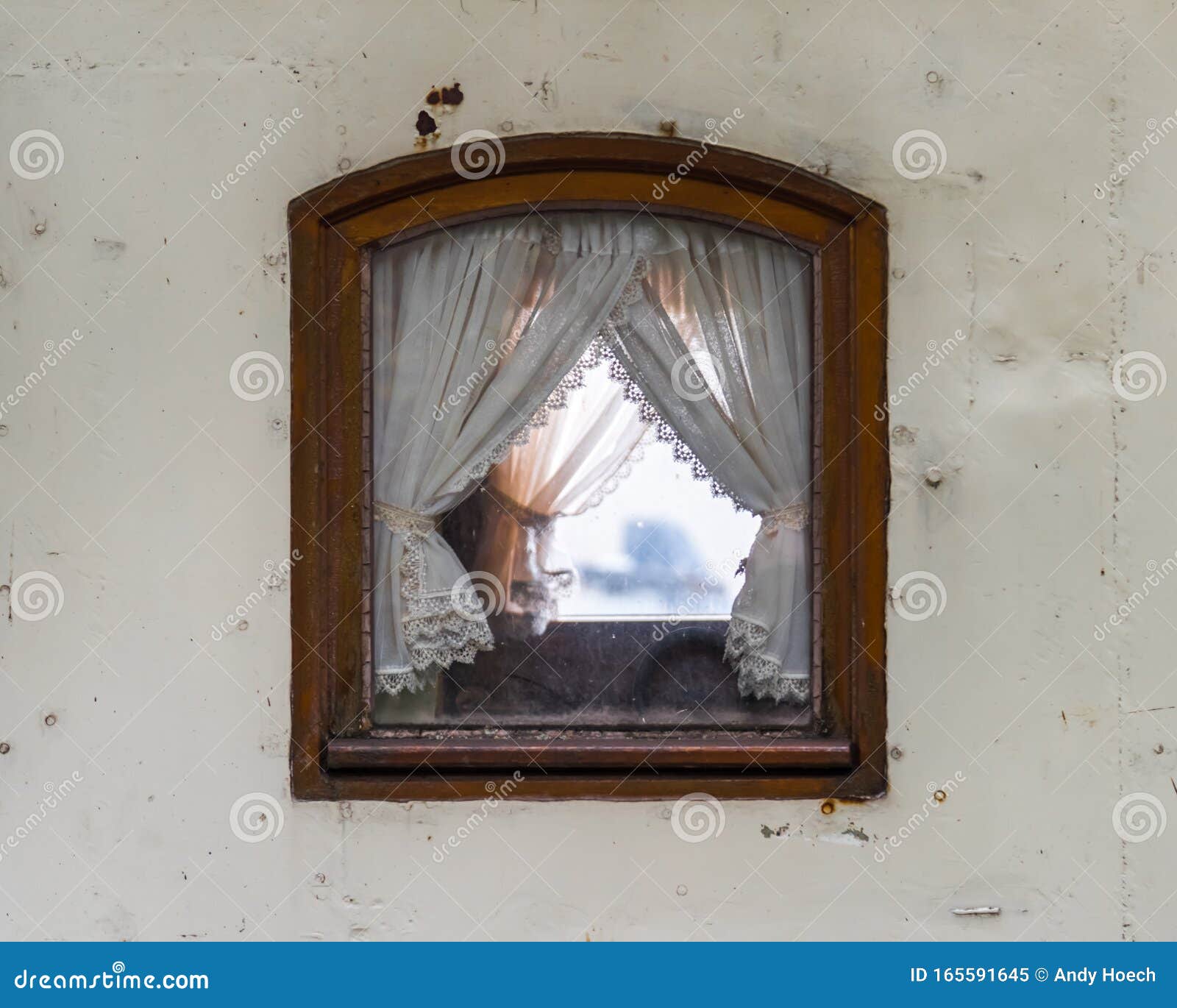In the Middle the Old Wooden Window of the Ship Stock Image - Image of ...