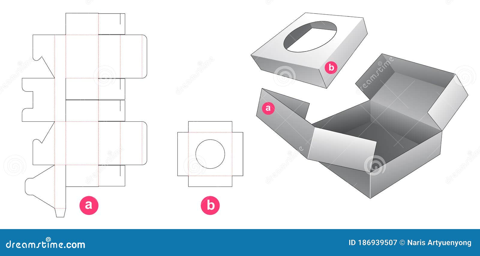 Middle Opening Box with Insert Die Cut Template Stock Vector ...