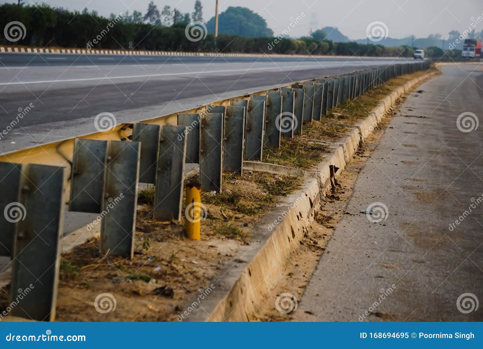 Middle Path on the Road of Indian Highway Stock Image - Image of ...