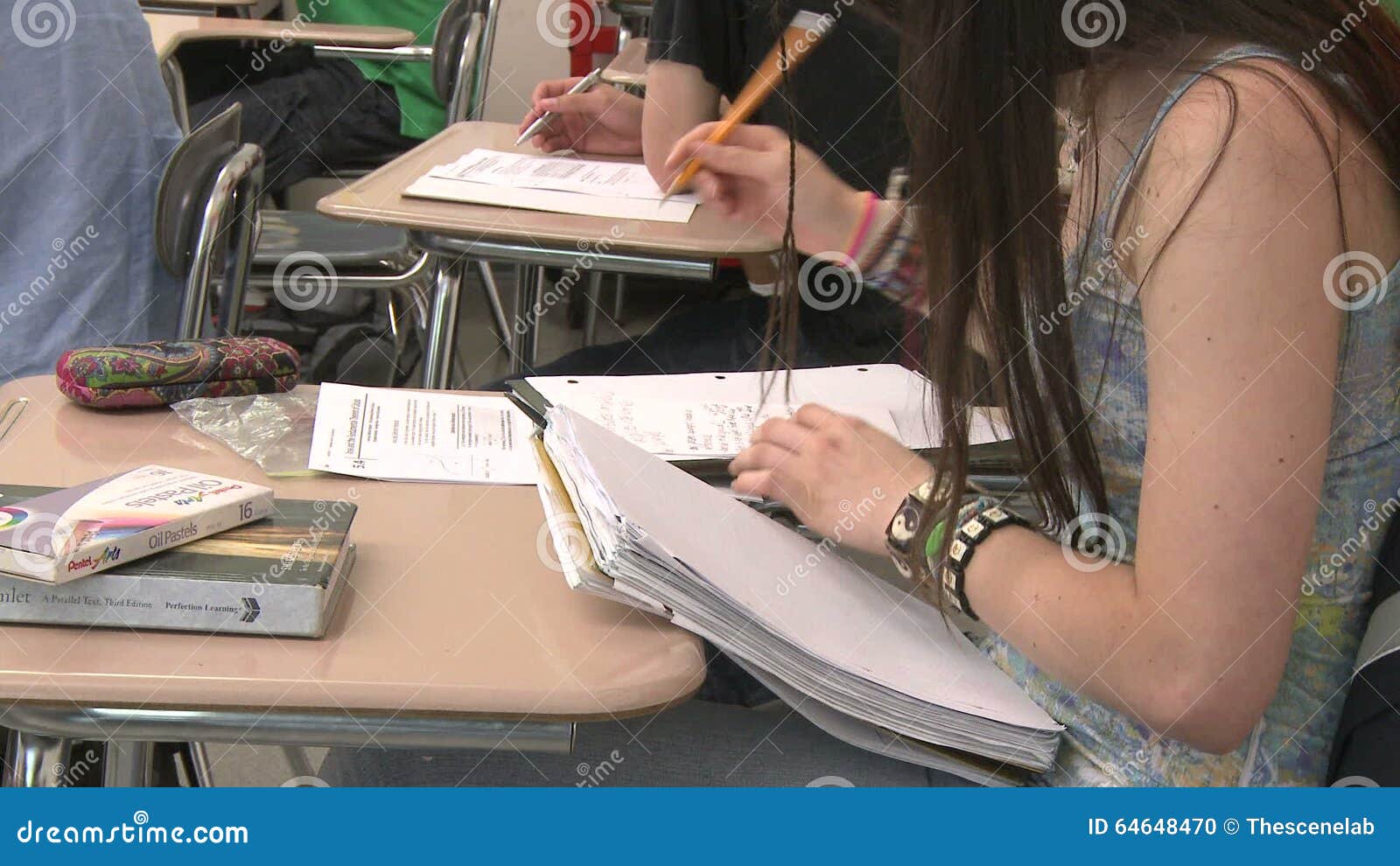 Middle School Student Doing Work in Classroom (2 of 3) Stock Footage ...