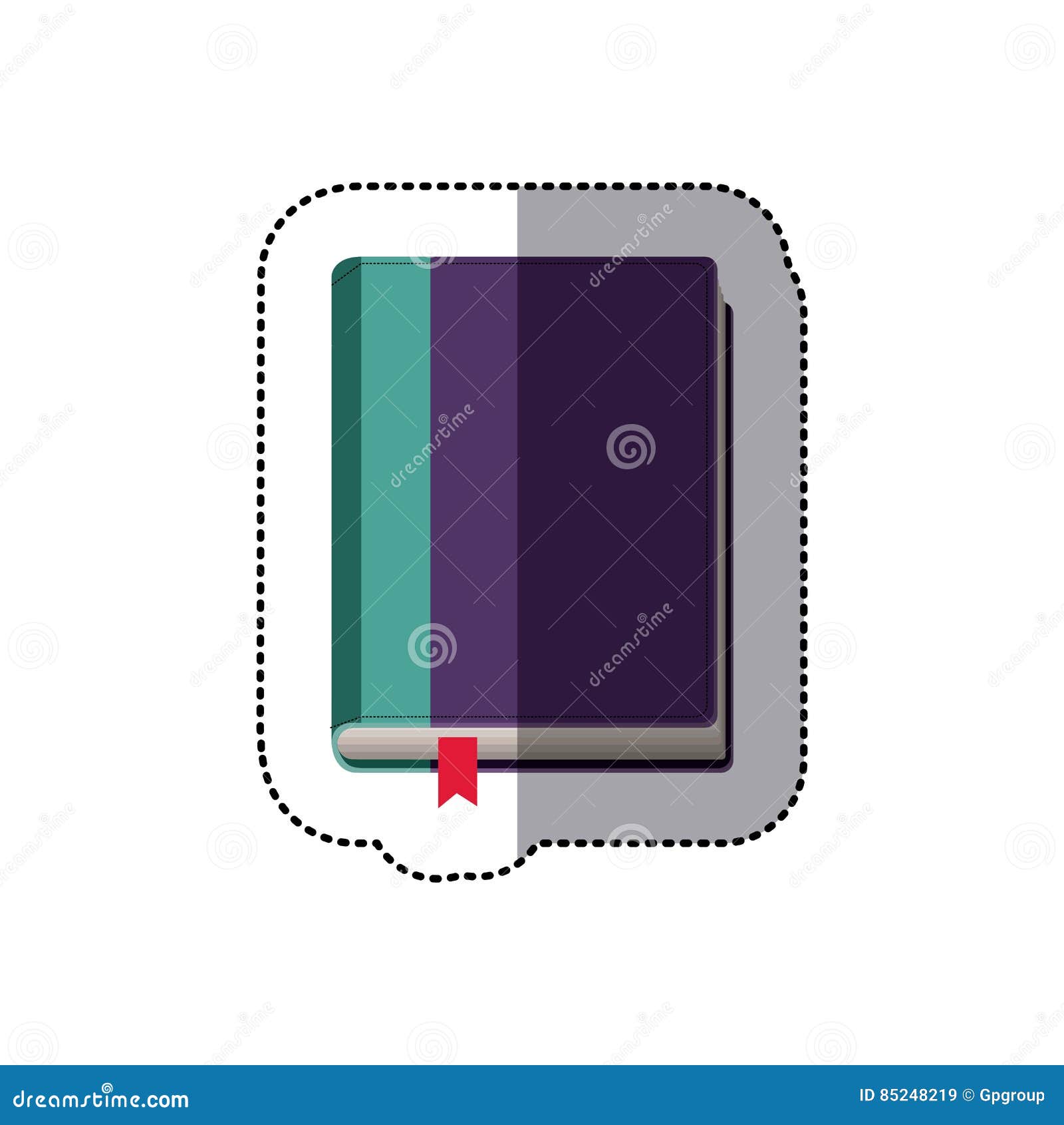 Middle Shadow Color Sticker with Book and Ribbon Stock Illustration ...