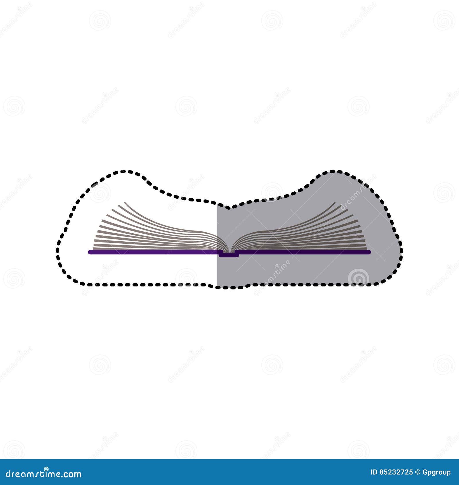 Middle Shadow Color Sticker with Open Book Stock Illustration ...