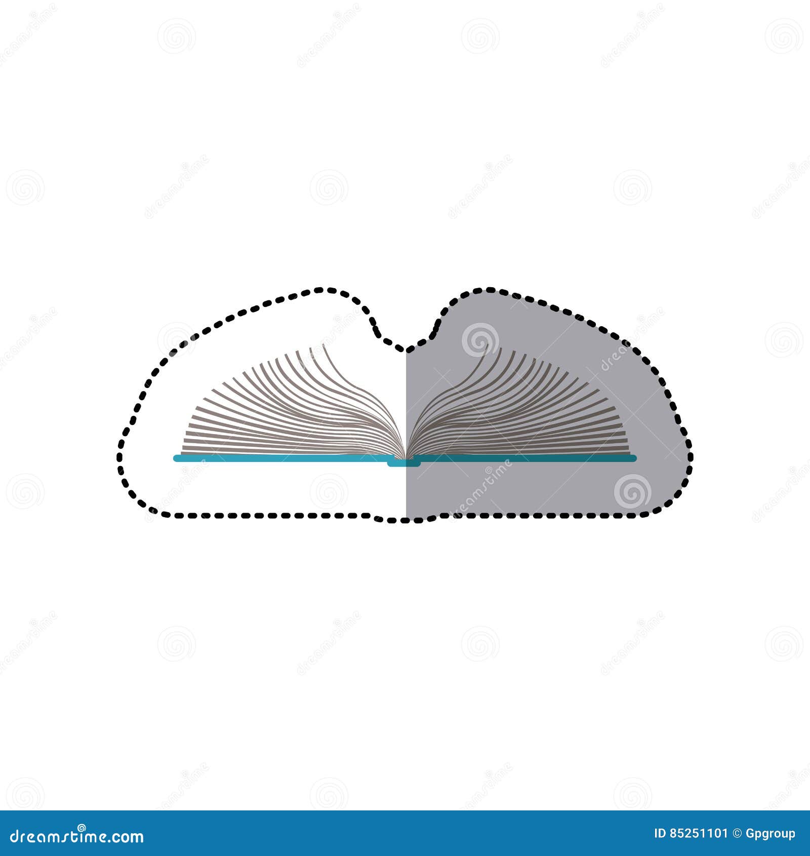 Middle Shadow Color Sticker with Open Book Stock Illustration ...