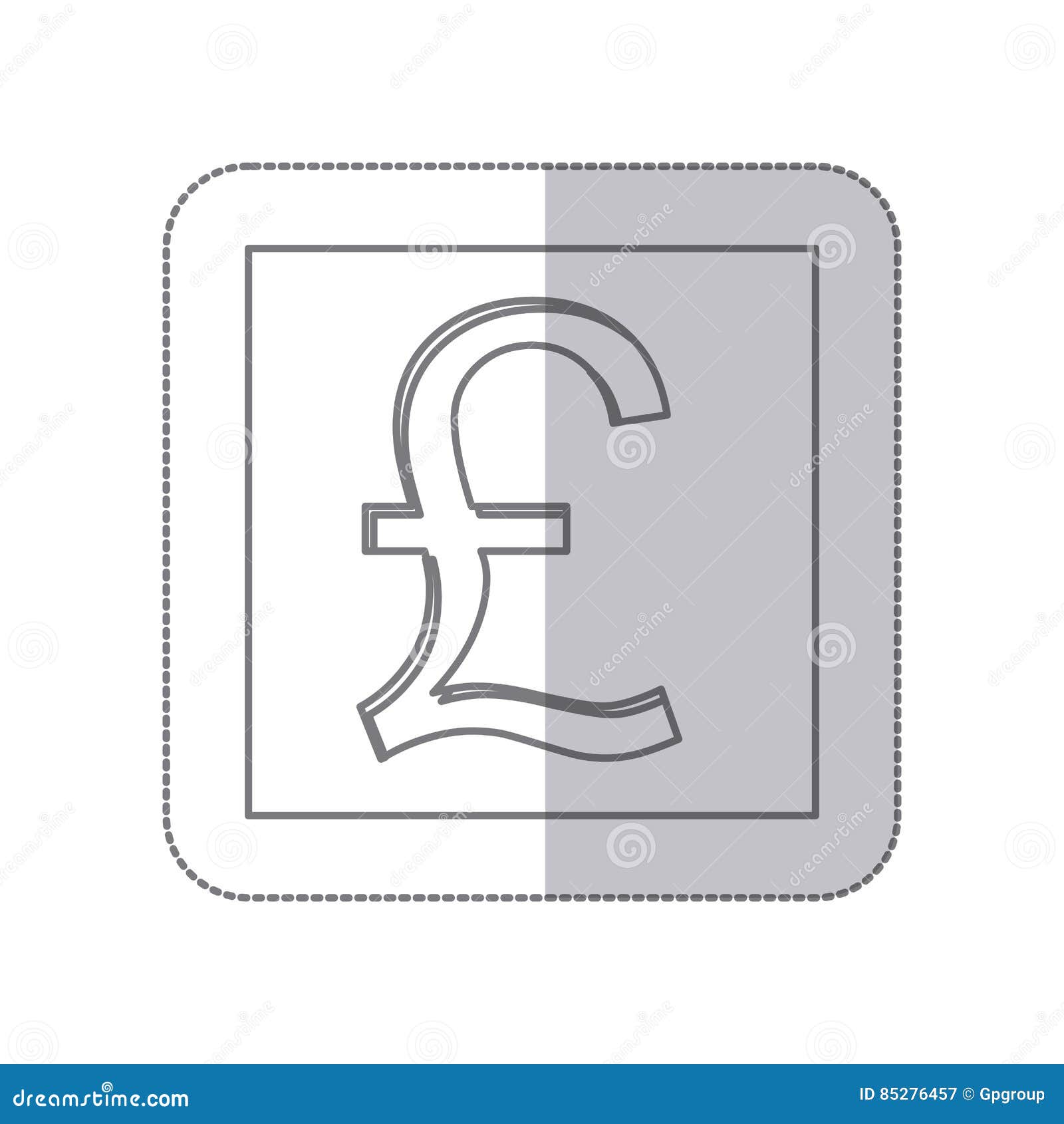 Middle Shadow Monochrome Square with Currency Symbol of Sterling Pound ...
