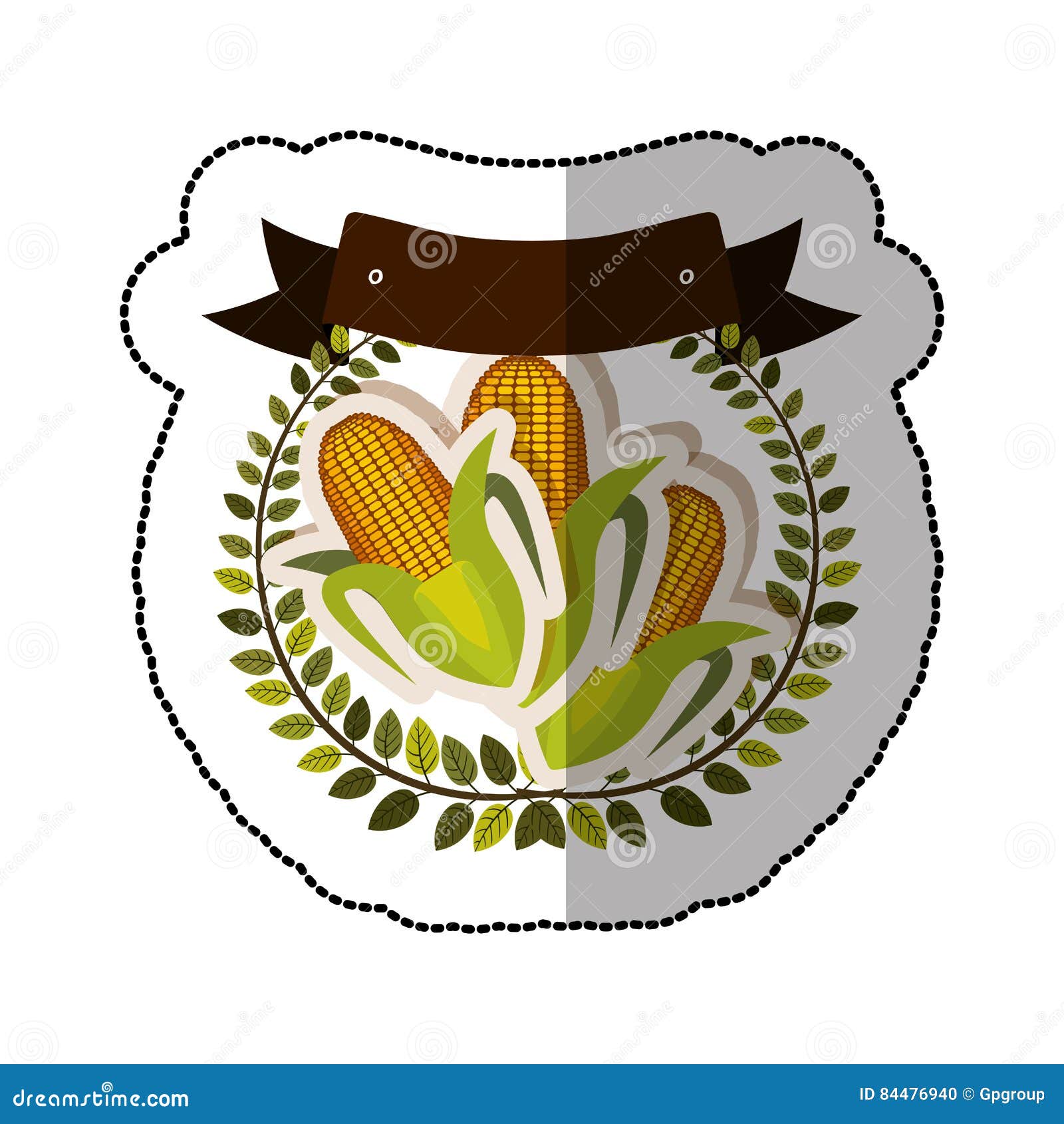 Middle Shadow Sticker Colorful with Olive Crown with Corn Set Stock ...