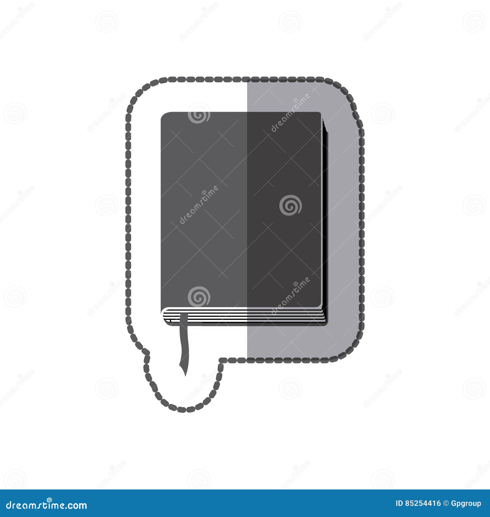 Middle Shadow Sticker Grayscale with Book with Ribbon Stock ...