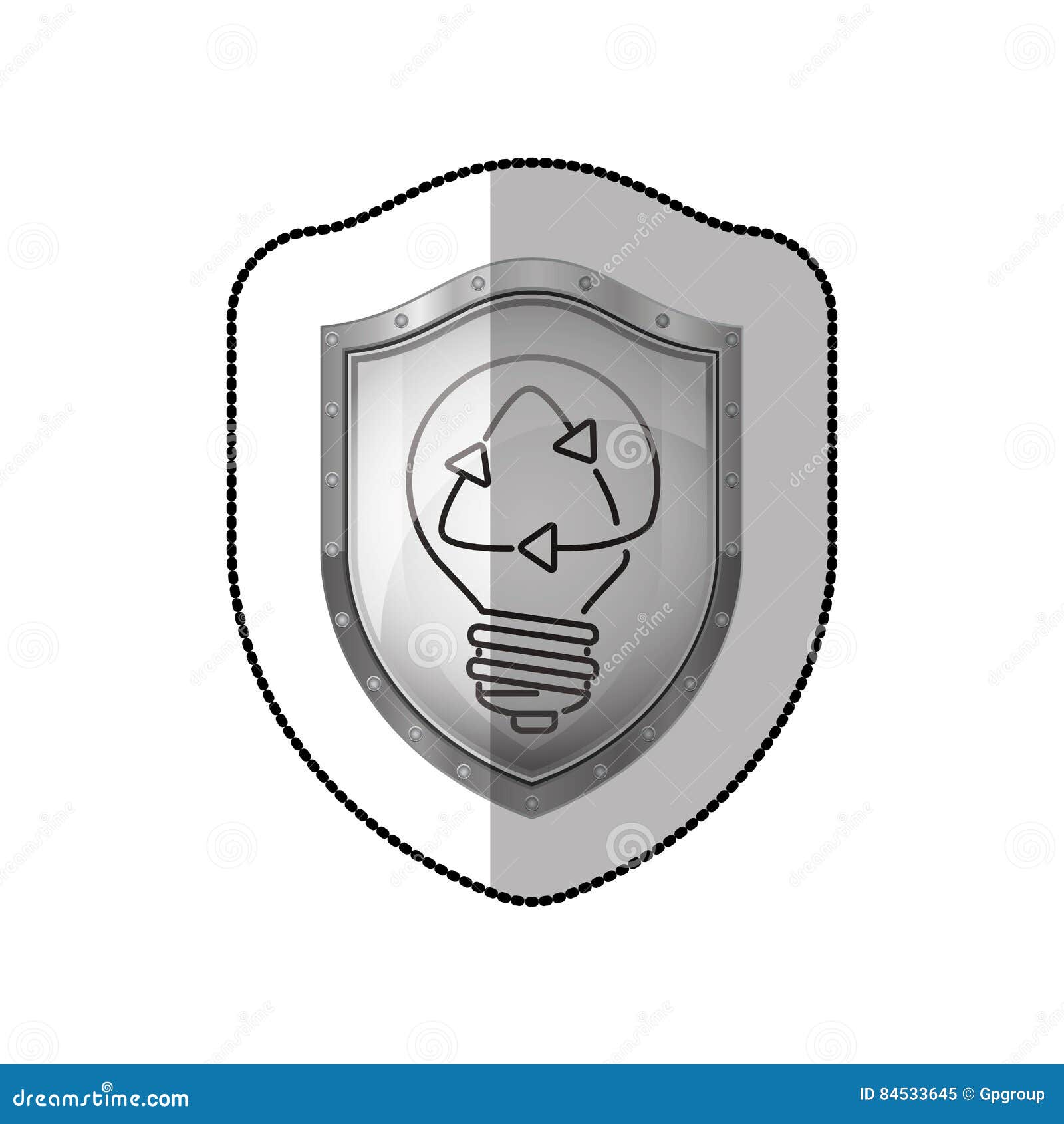 Middle Shadow Sticker of Shield with Light Bulb with Filament Recycling ...