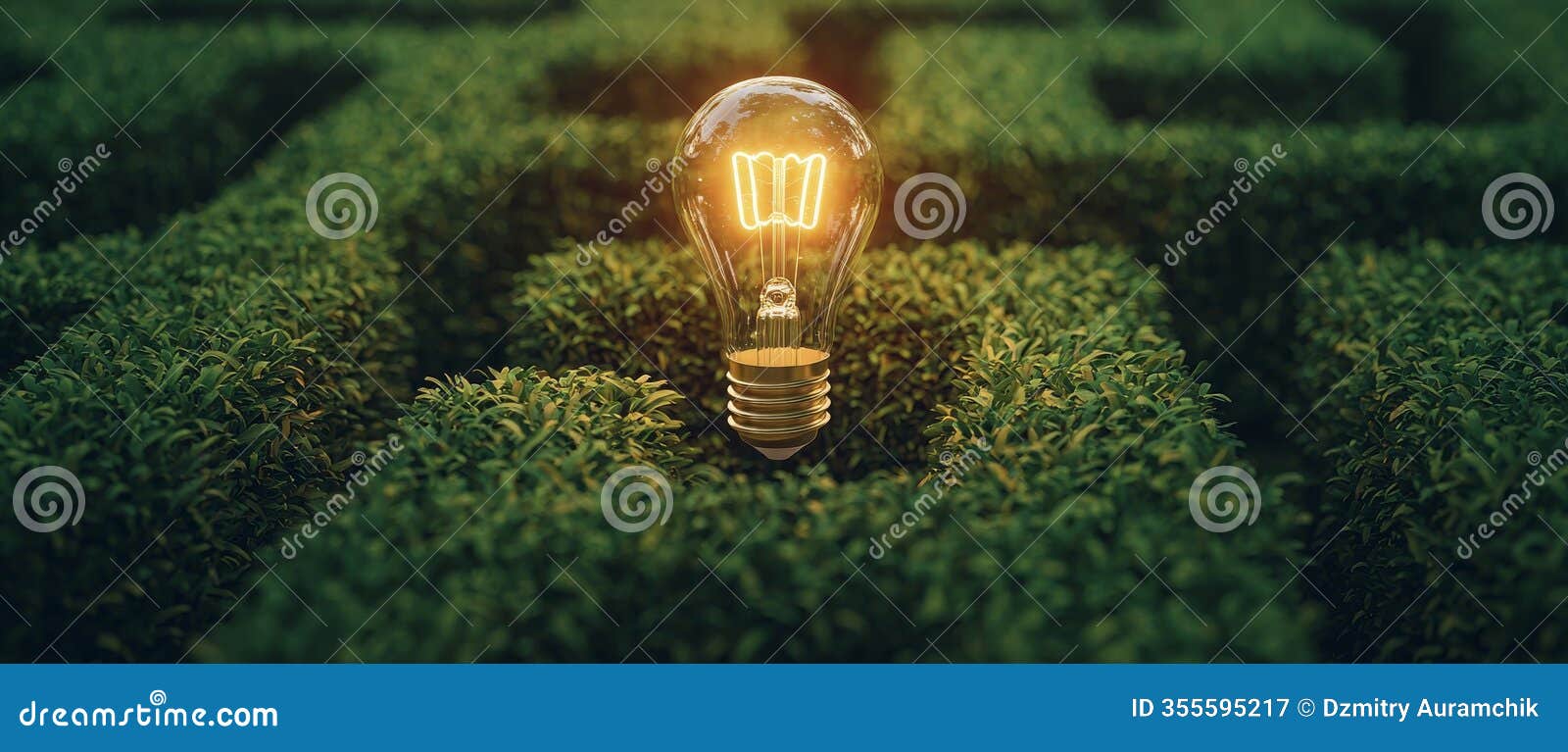 In the Middle of a Sprawling Green Maze, a Radiant Lightbulb Symbolizes ...