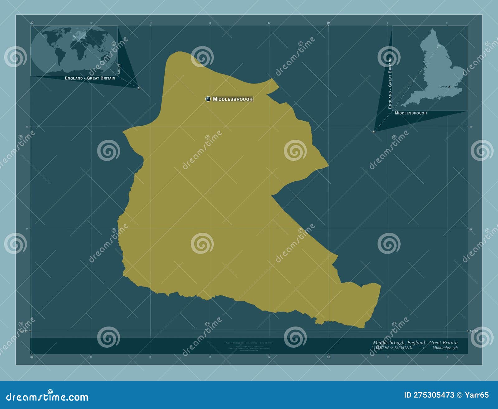 Middlesbrough, England - Great Britain. Solid. Labelled Points O Stock ...