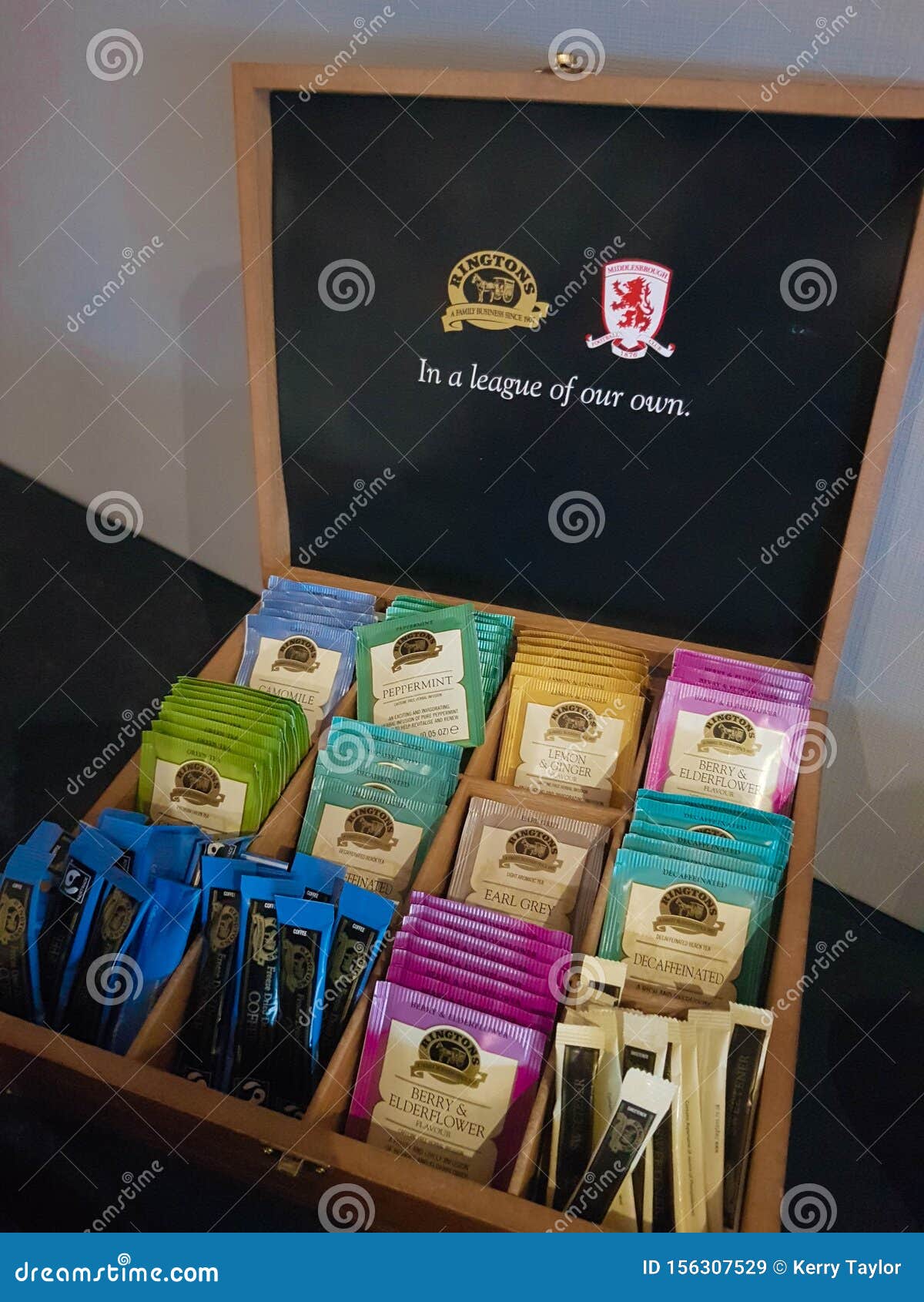 Large Selection of Herbal Tea Bags in a Wooden Box at a Middlesbrough ...